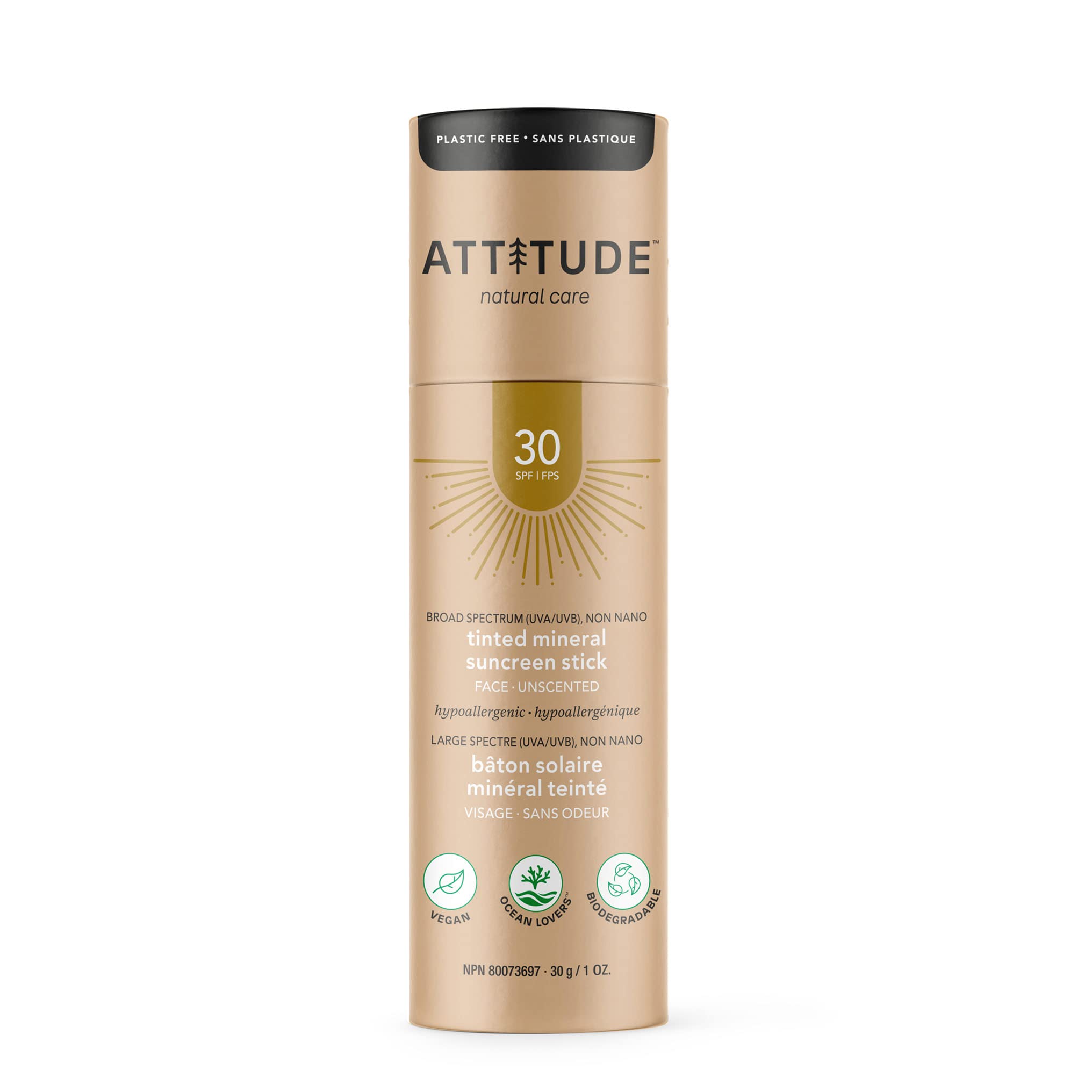 Attitude Tinted Sunscreen Stick, Broad Spectrum Uva/Uvb, Plant And ...
