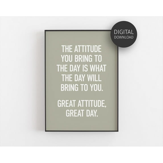 Attitude Wall Art, Sage Green Motivational Poster, Office Decor ...