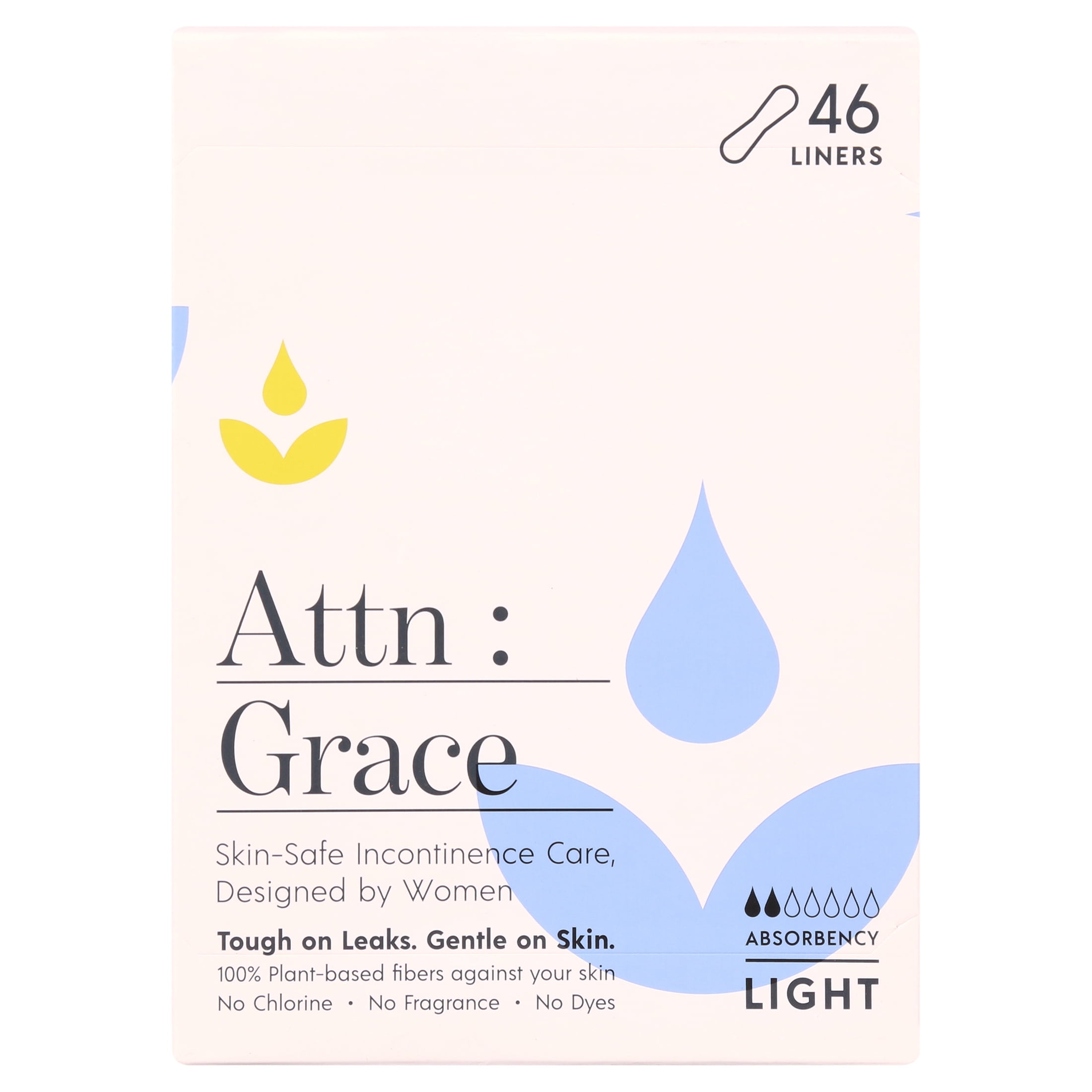 Attn: Grace Incontinence Panty Liners for Sensitive Skin, 46 Ct HSA/FSA ...
