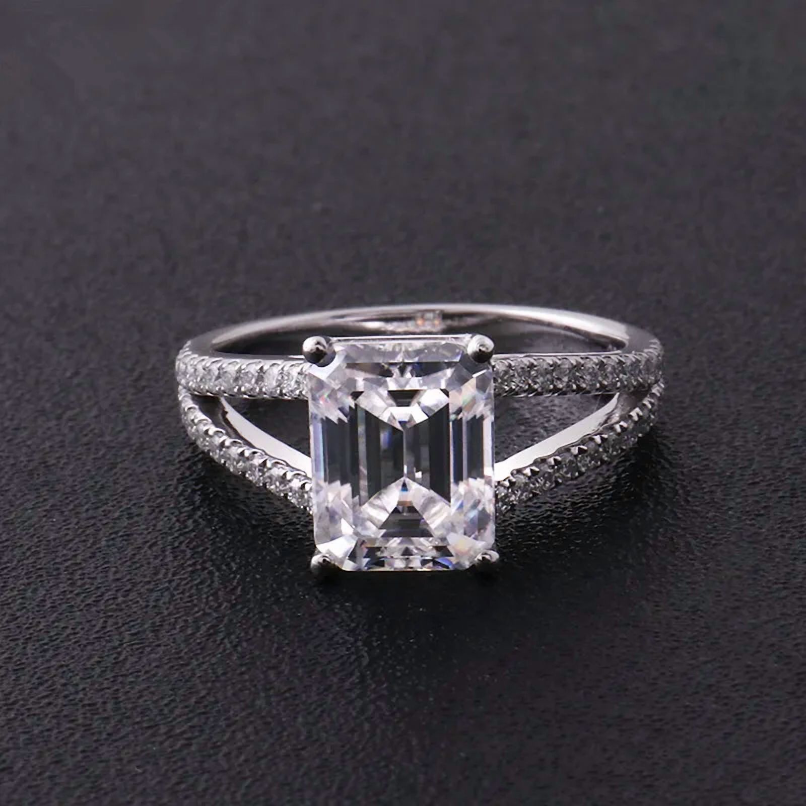 Atto Jewel 1.5 Ct Emerald Cut Lab-Created Simulated Diamond Engagement ...