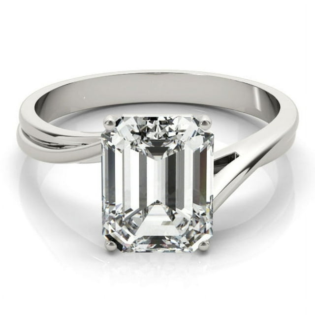 Atto Jewel 14K White Gold Over Rings Gifts - 1.9 Ct Emerald Cut Lab ...