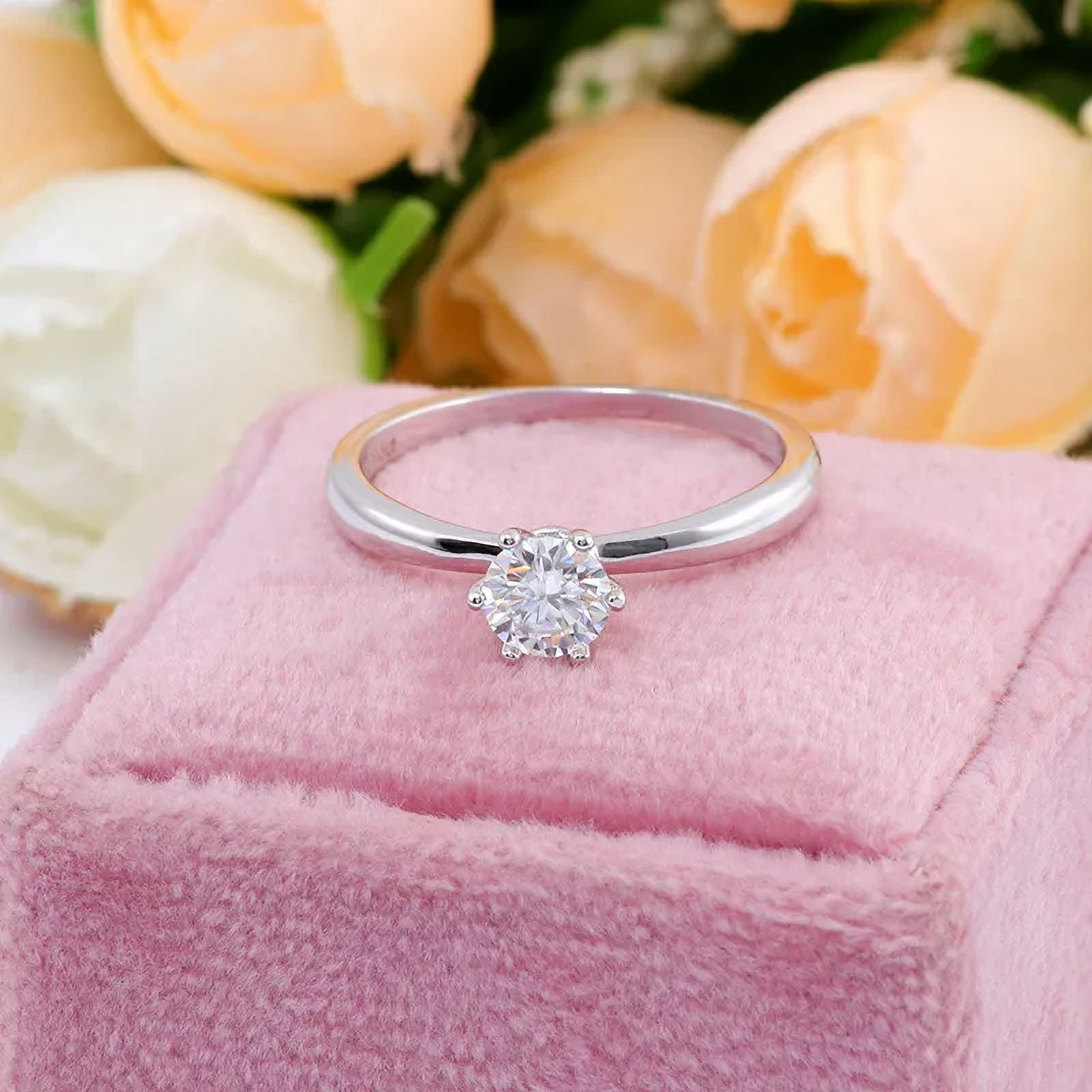 Atto Jewel 14K White Gold Plated 0.7 Ct Wedding Engagement Ring for Women's - Round Cut ...