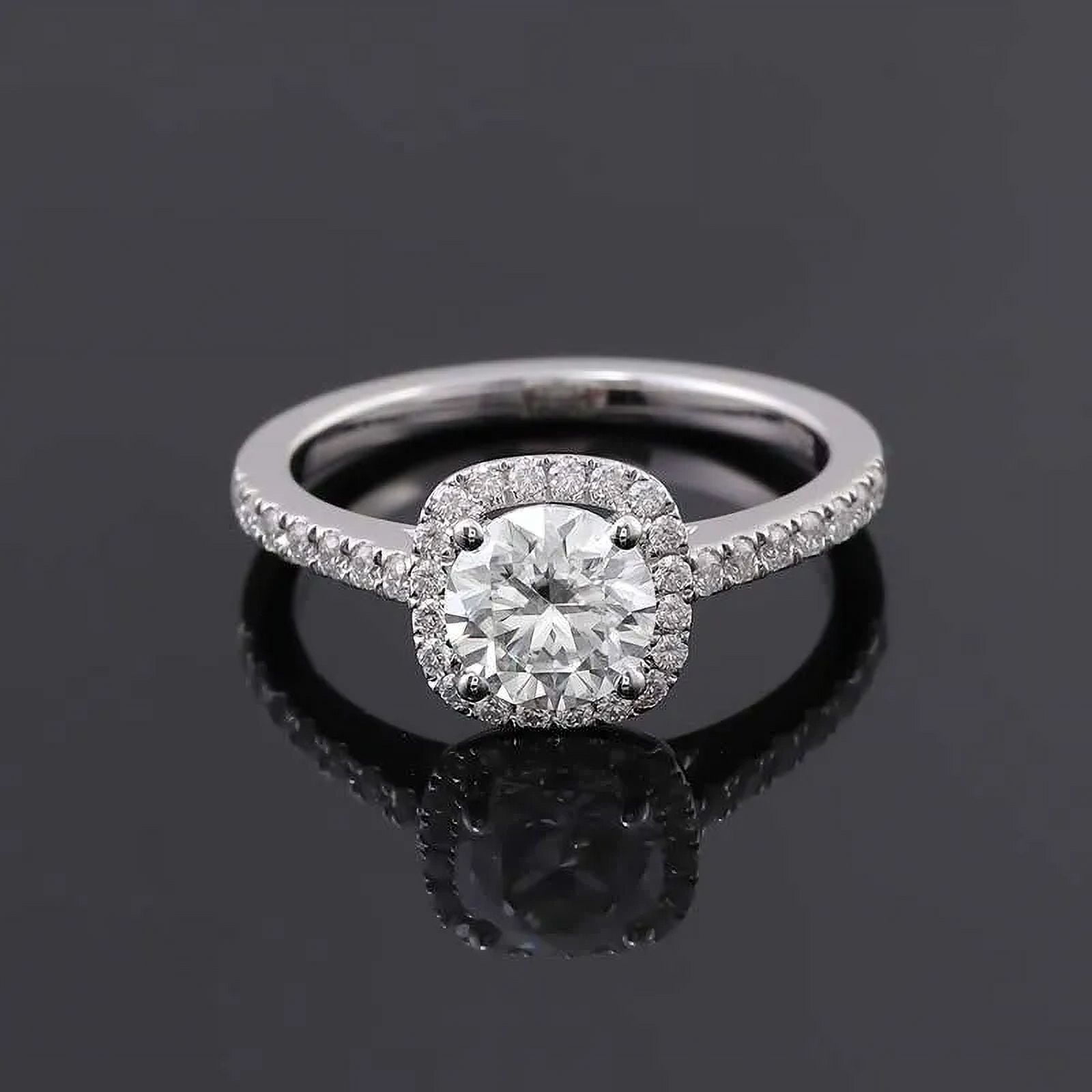 Atto Jewel 14K White Gold Plated 1.3 Ct Moissanite Engagement Ring ...