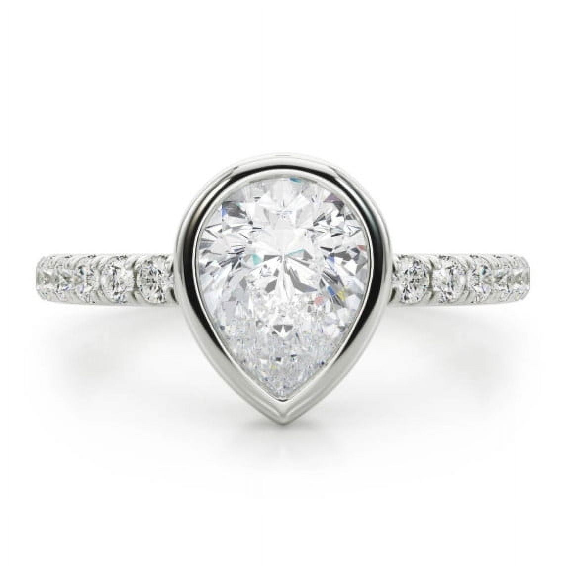 Atto Jewel 2.1 Ct Pear Cut Moissanite Ring for Women - 14K White Gold ...