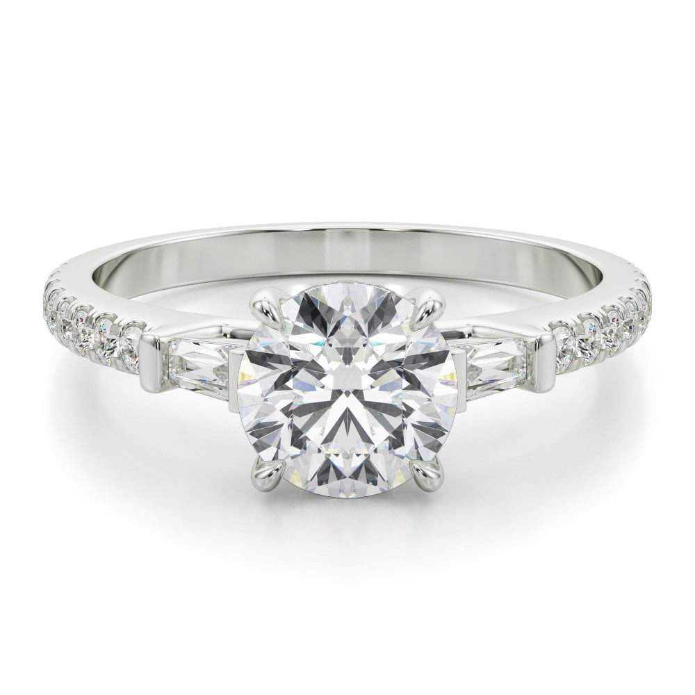 Atto Jewel 2 Ct Brilliant Round Cut Engagement Trilogy Ring - 14K White ...
