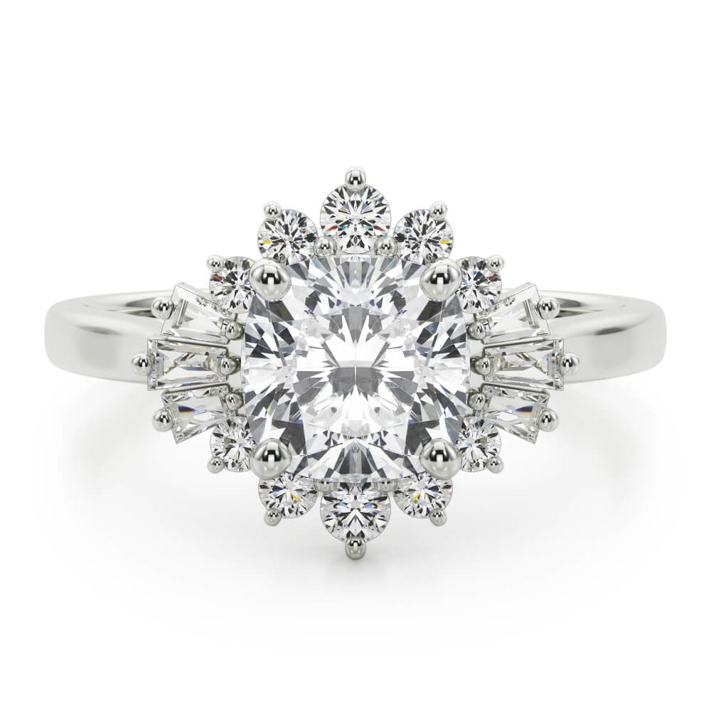Atto Jewel 2 Ct Cushion Excellent Cut Floral Halo Diamond Ring - Lab ...
