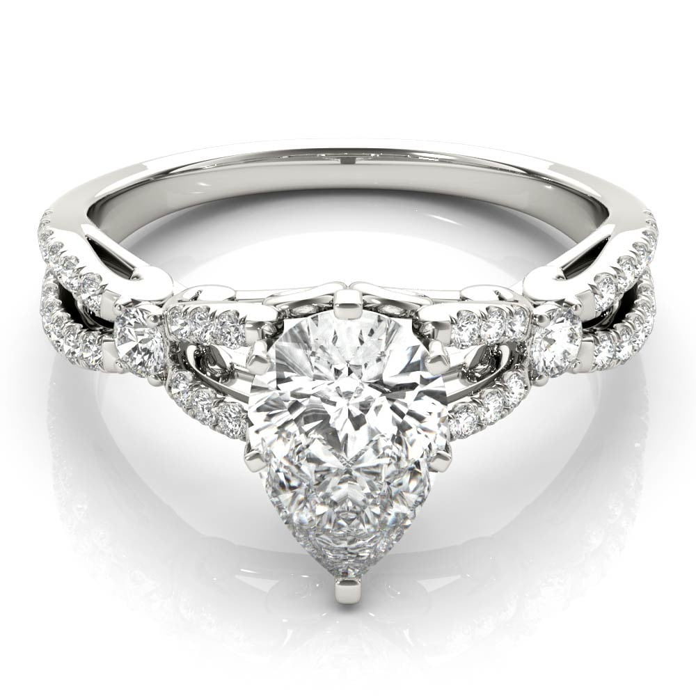 Atto Jewel 2 Ct Pear Cut Eternity Split Shank Moissanite Ring for Women ...