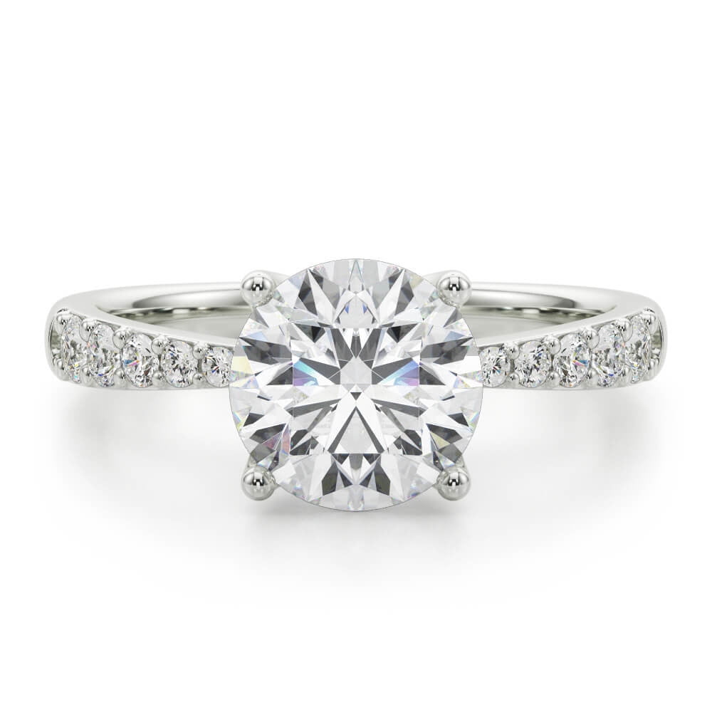 Atto Jewel Brilliant Round Cut Solitaire with Accent Diamond Ring - 2 ...