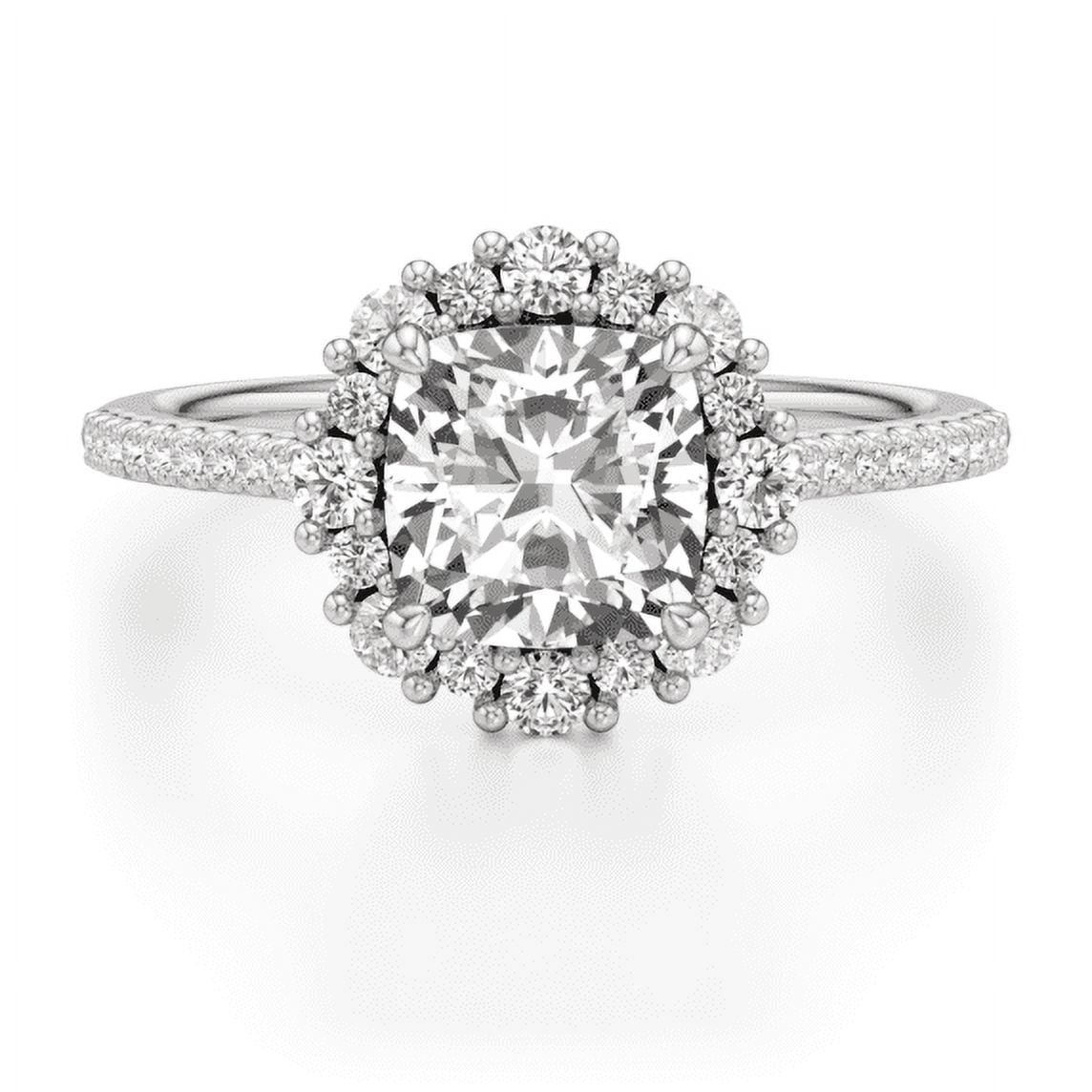 Atto Jewel Cushion Cut Halo Diamond Ring - 1.8 Ct Lab-Created Simulated ...