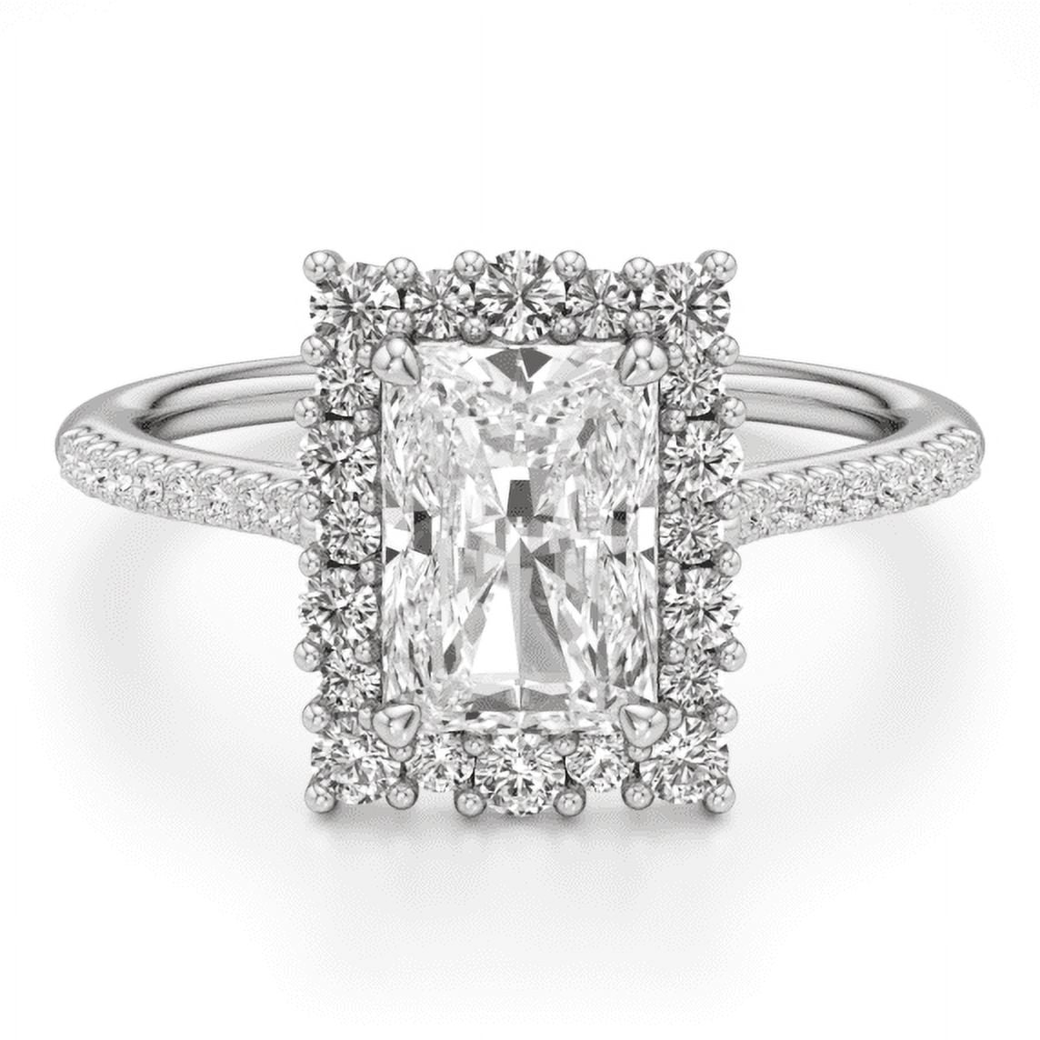 Atto Jewel Radiant Cut Halo Diamond Ring - 1.8 Ct Lab-Created Simulated ...