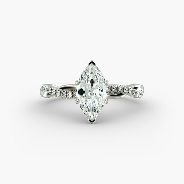 Atto Jewel Stamped 14k Silver Diamond Engagement Ring - 1.8 Ct Marquise ...