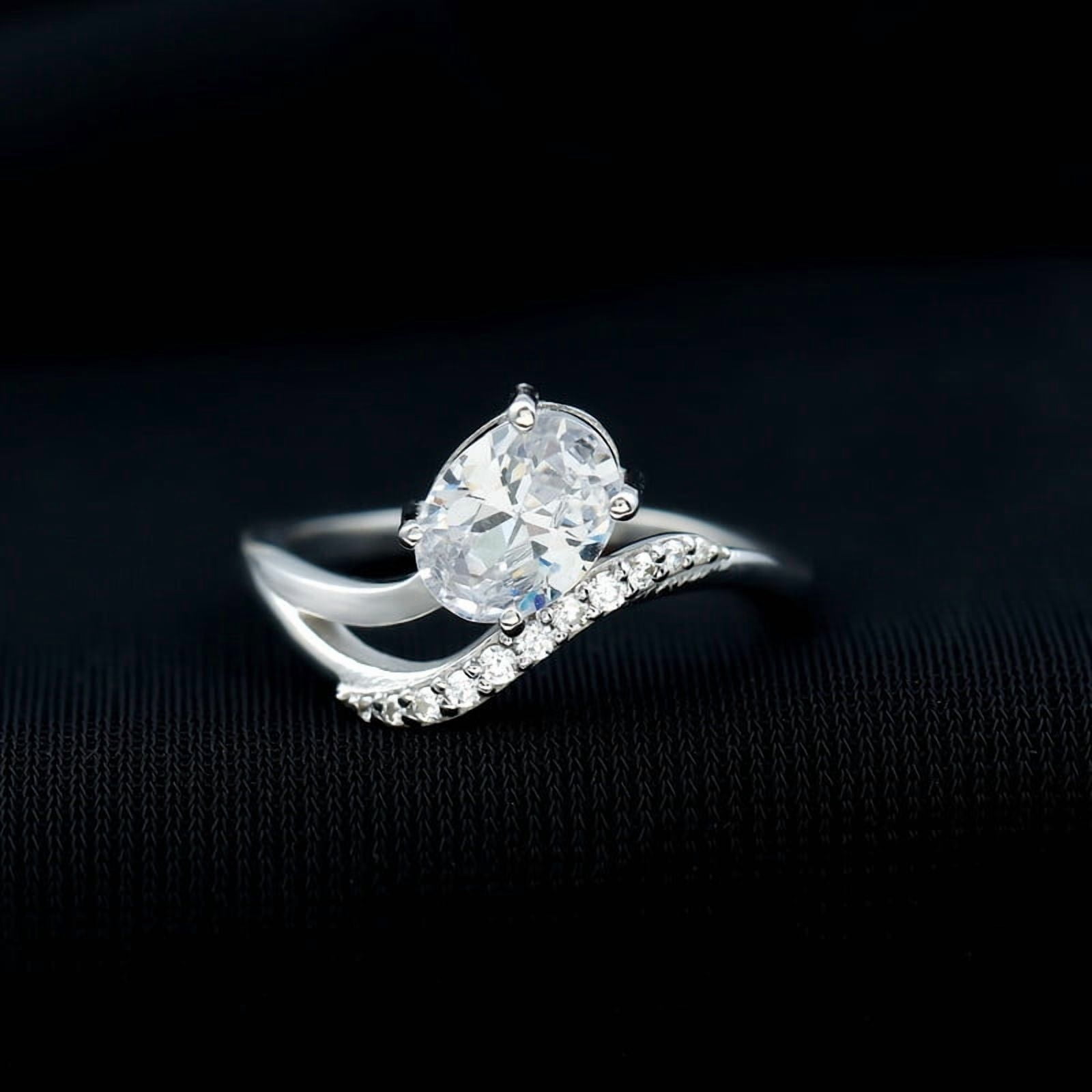 Atto Jewel Women’s 14K White Gold Plated Ring - Lab Created 1.4 Ct Oval ...