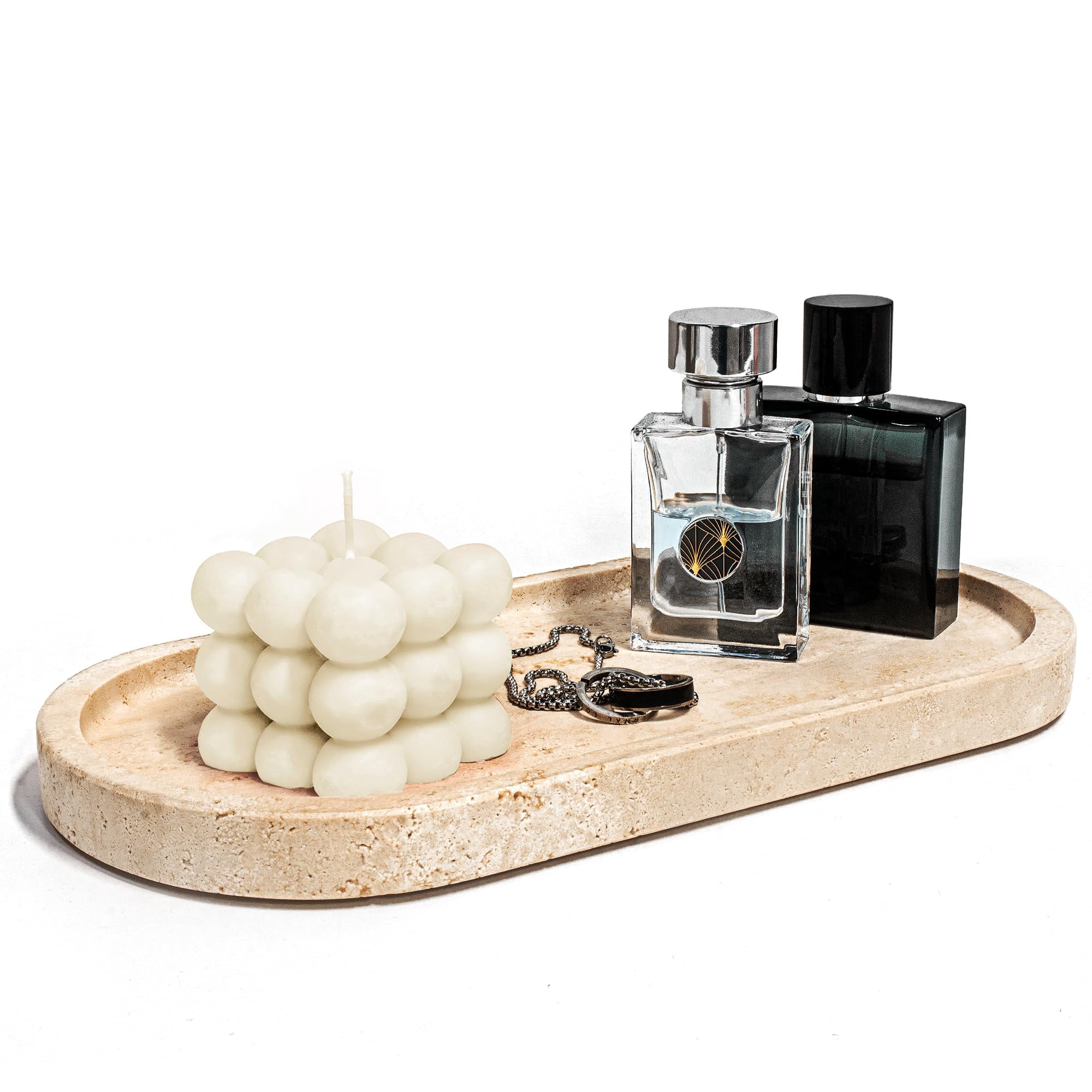 AttoShow Italy Natural Travertine Tray, 12" Perfume Tray, Vanity Tray ...