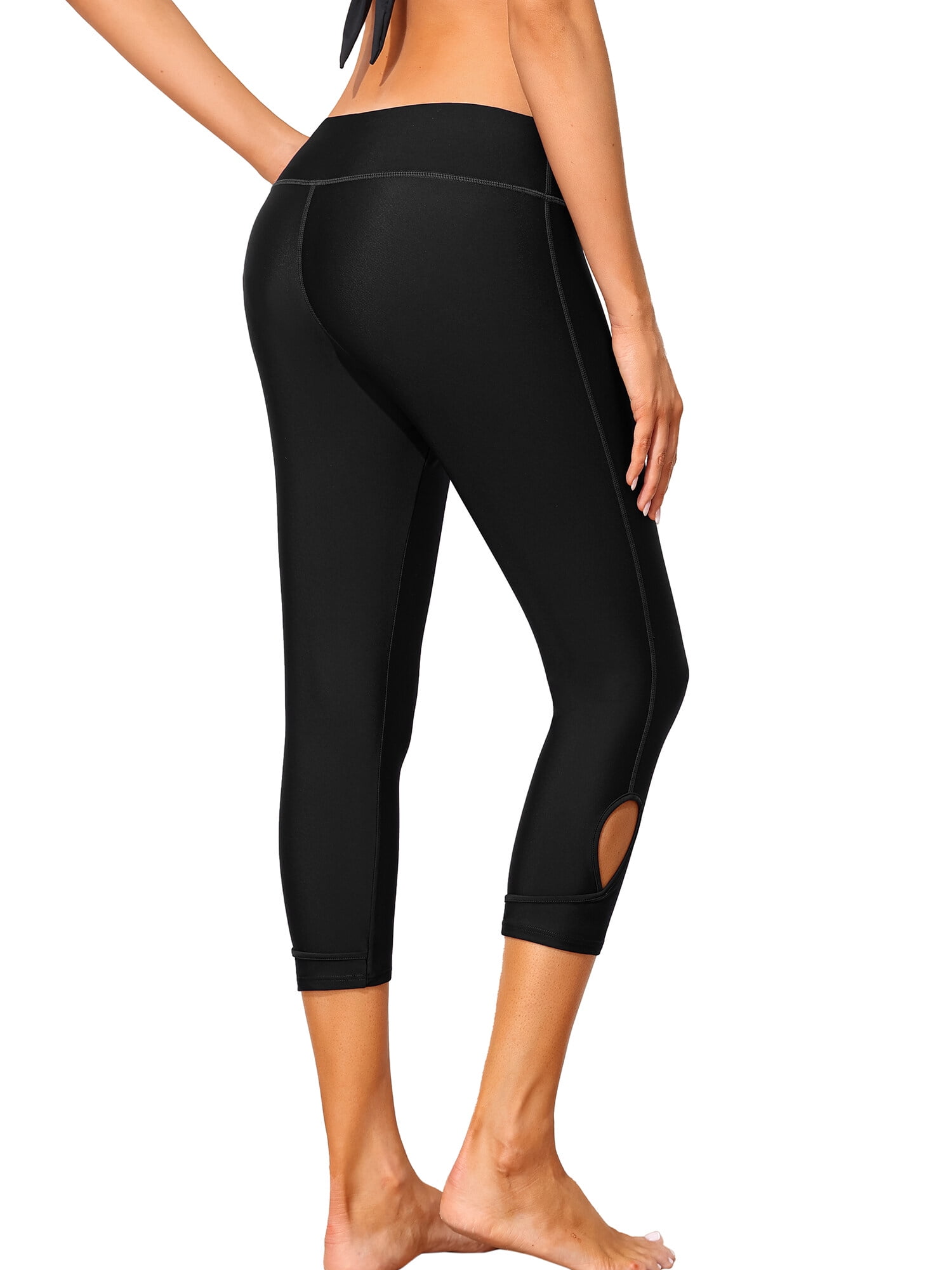 Attraco Solid Swim Bottoms for Women UPF 50+ High Waisted Cutout Swim ...