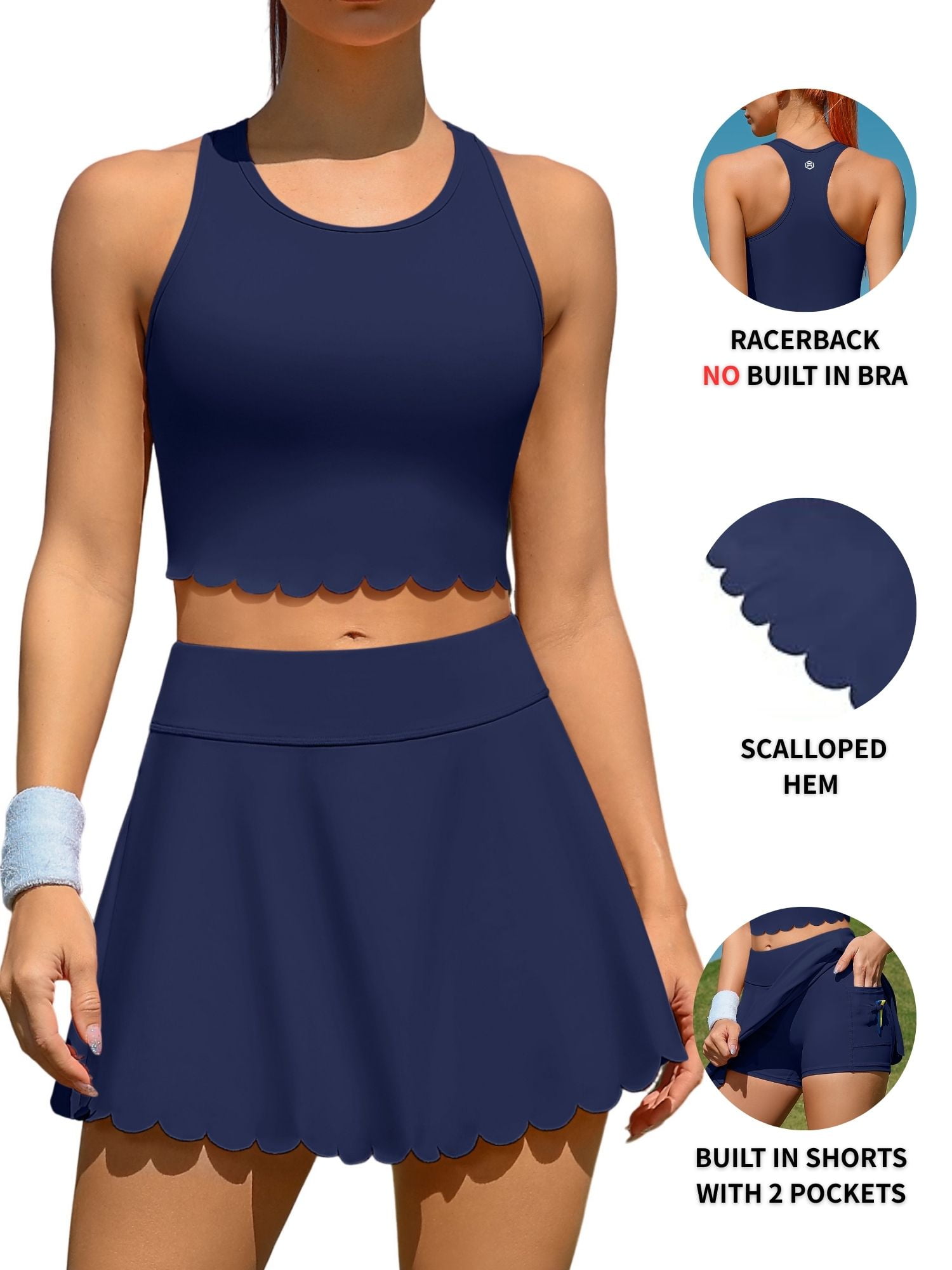 Attraco Women Tennis Skirt 2 Piece Sports Dresses Athletic Workout ...