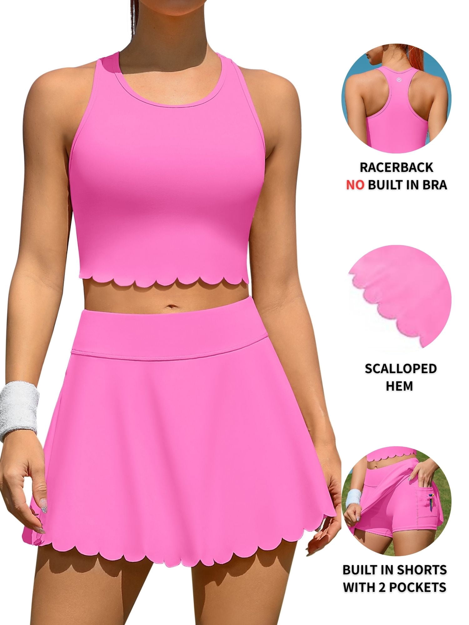 Attraco Women Tennis Skirt 2 Piece Sports Dresses Athletic Workout ...