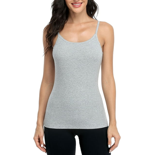 Attraco Women's Basic Cami Adjustable Spaghetti Strap Undershirts Tank ...