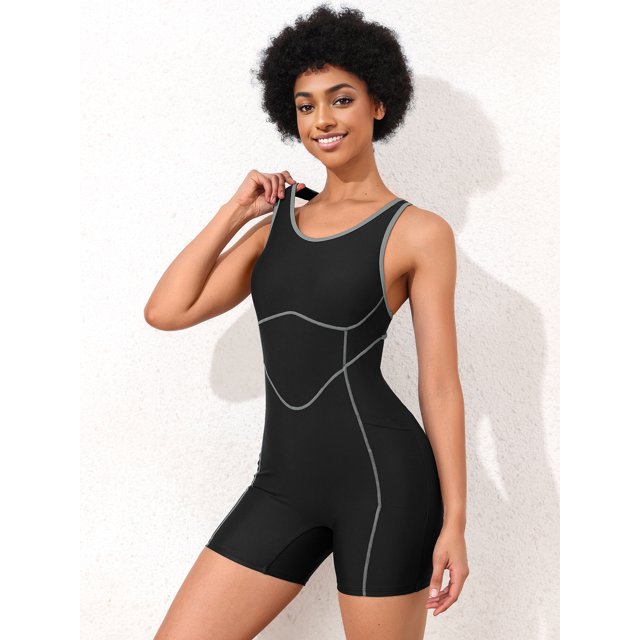 Attraco Womens Athletic Boyleg Swimwear One Piece Swimsuits with ...