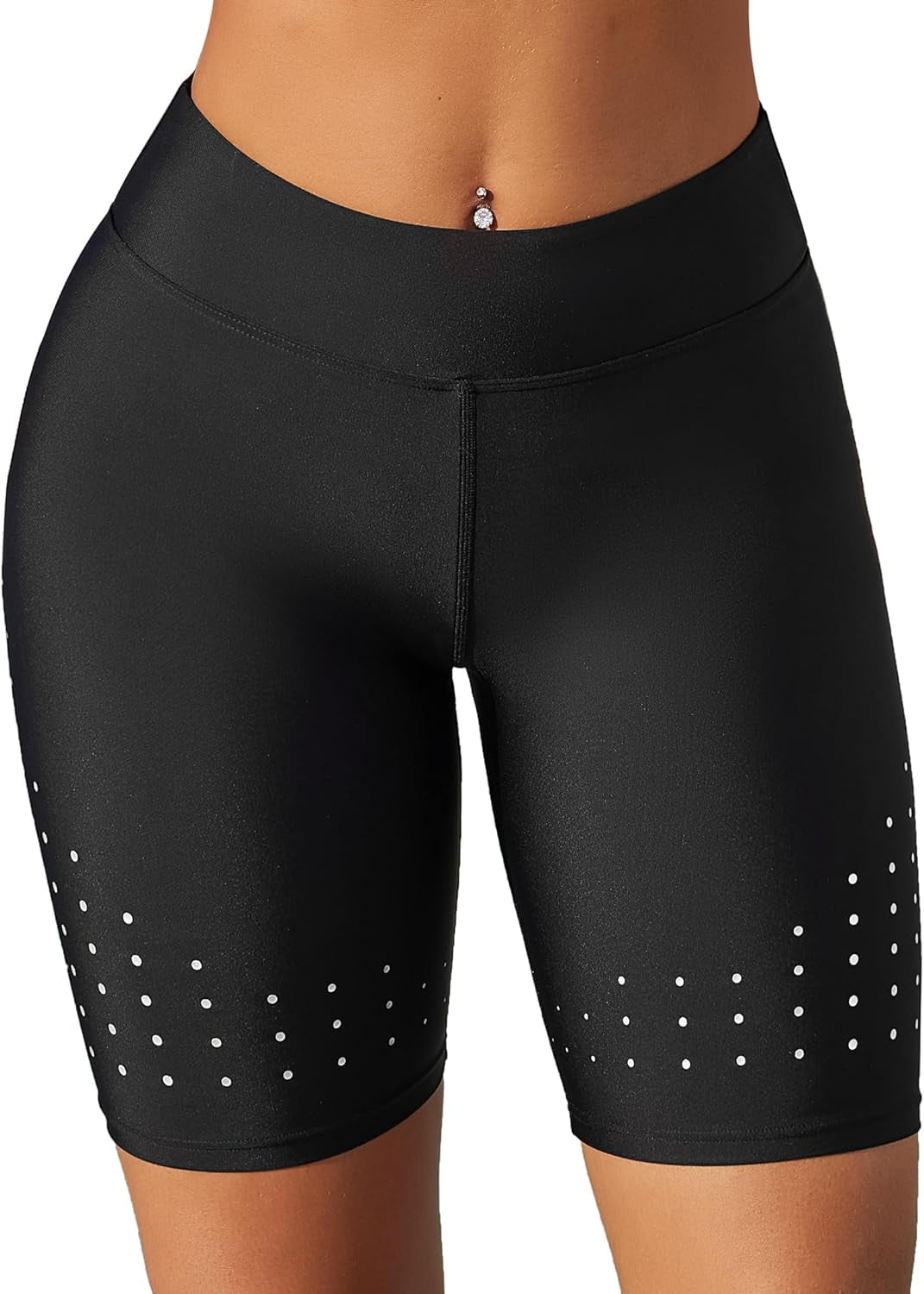 Attraco Womens Scatter Pattern High Waisted Swim Shorts Dot Print Quick ...
