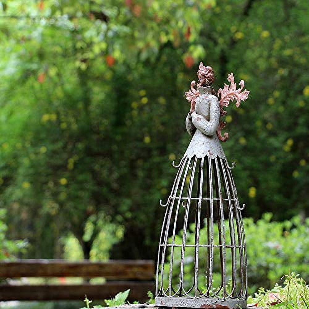 Attraction Design Antiqued Praying Metal Garden Angel Statue with Hooks ...