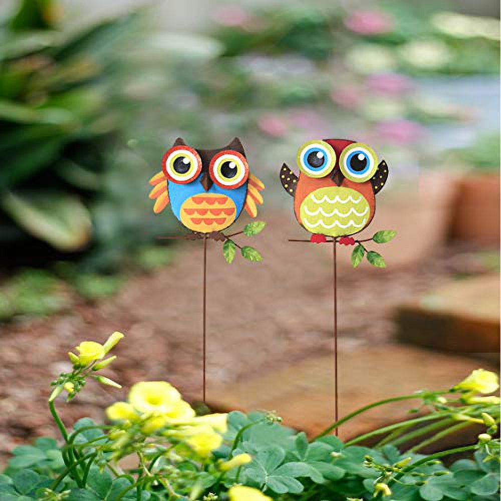 Attraction Design Metal Owl Garden Stake Set of 2, Indoor Outdoor Owl ...