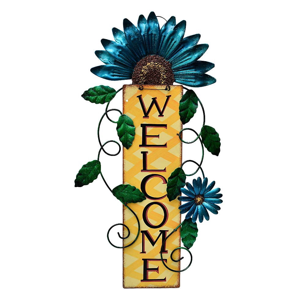 Attraction Design Welcome Sign for Front Door Decor Sign, Metal Flower ...