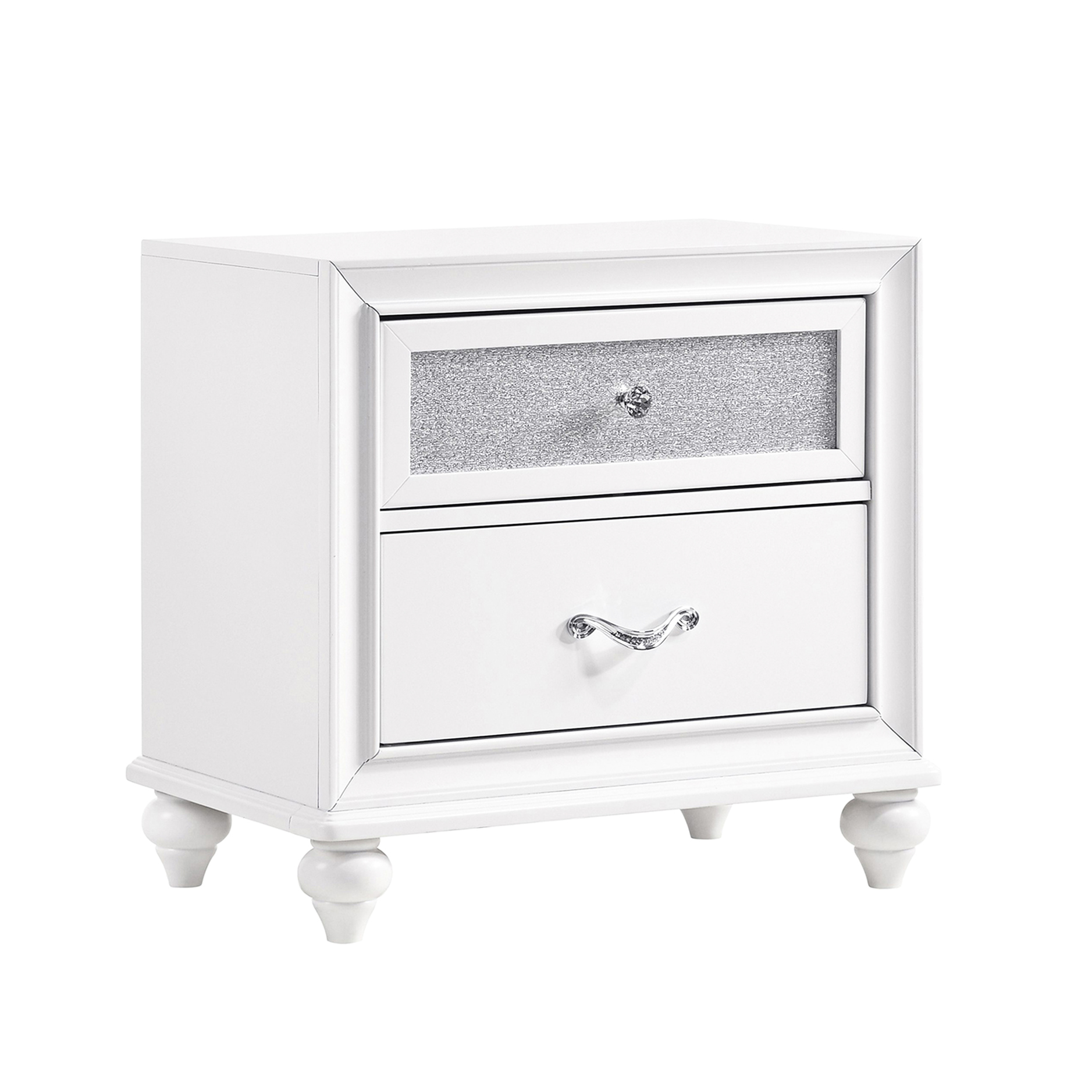 Attractive 2 Nightstand In White With Acrylic Dazzling Details Luminous ...