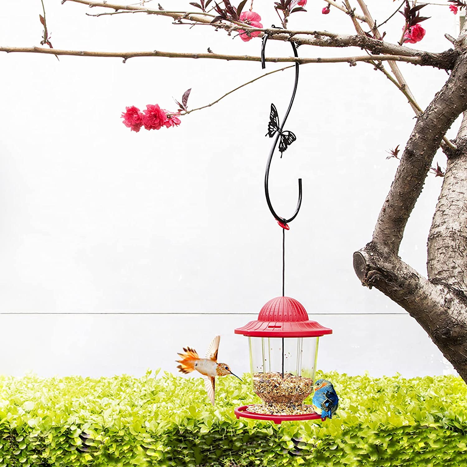 Attractive Bird Feeders Hanger 12-Inch, 2PCS Metal Hummingbird Feeders ...