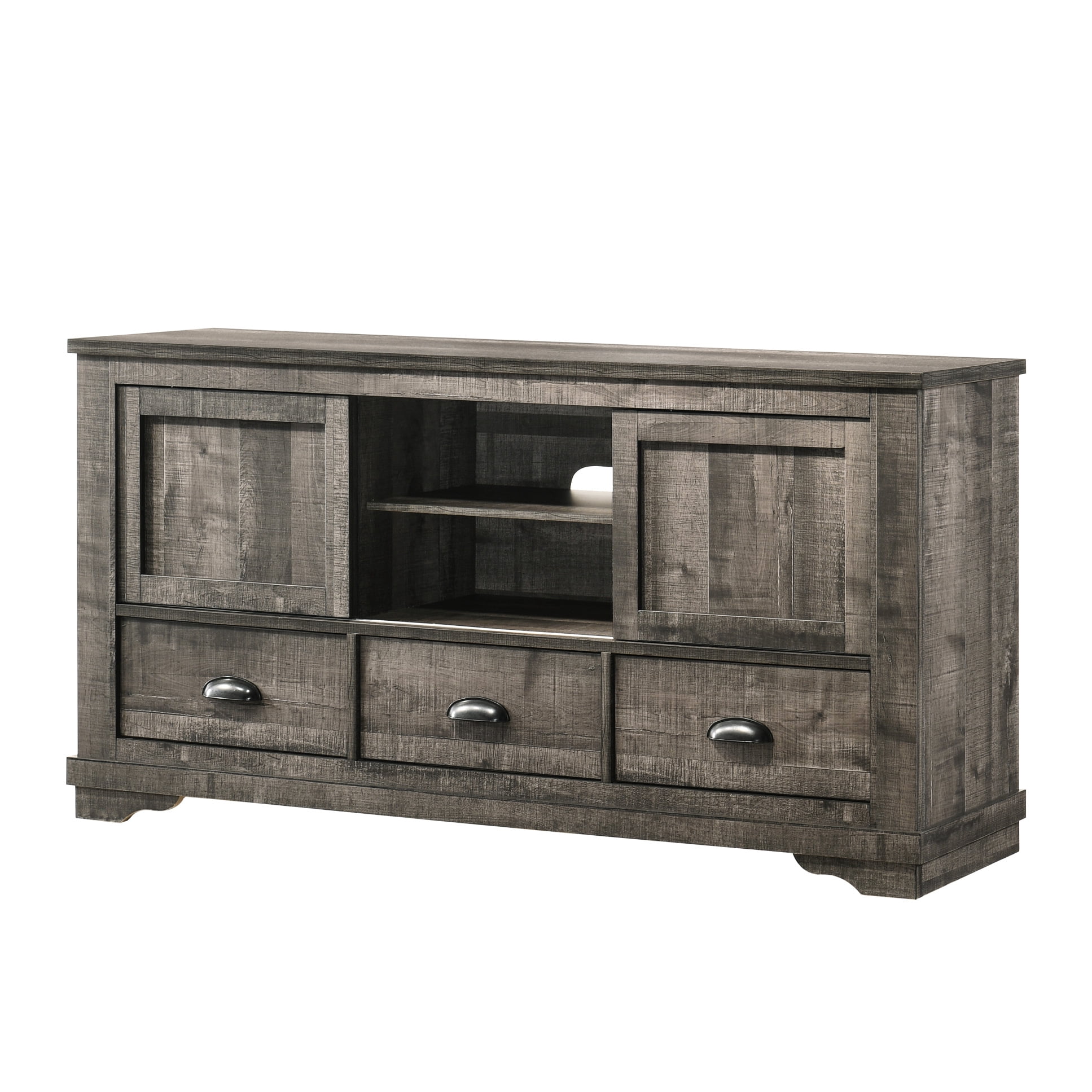 Attractive Dark Brown Television Console, Topped Platform, Sliding ...
