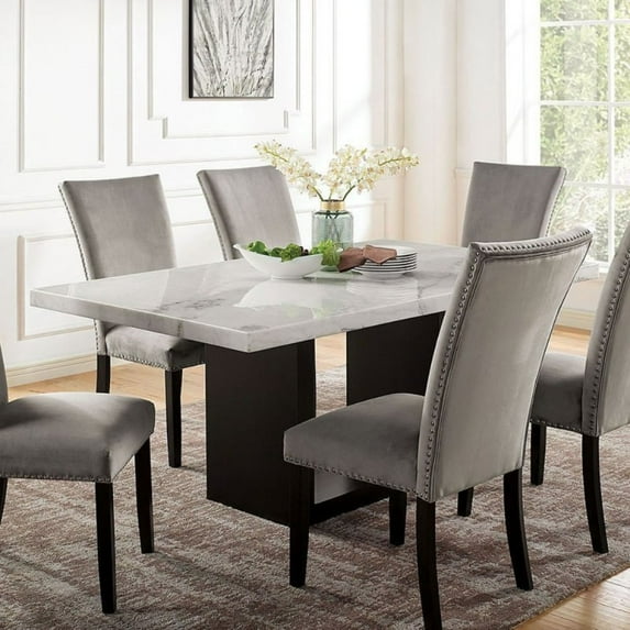 Attractive Elegant White Genuine Marble Table Top 1pc Dining Table ...