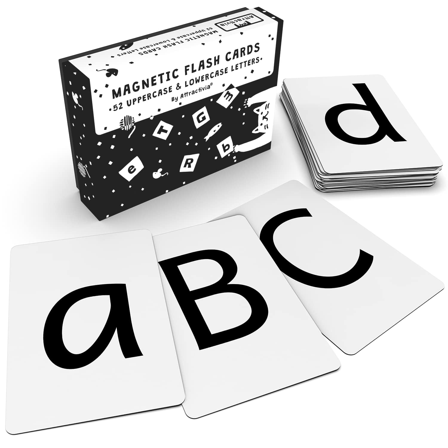 Attractivia Magnetic Big Alphabet STF9 ABC Flash Cards - 52 Sturdy ...