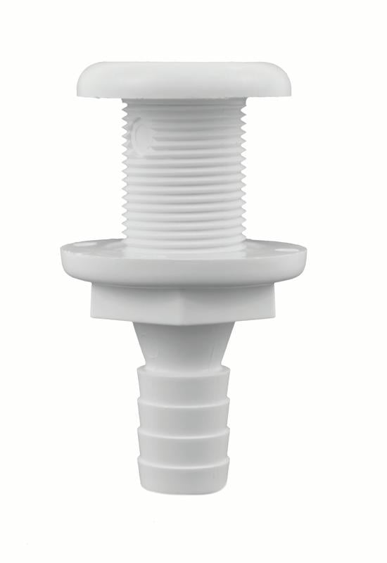 Attwood 3873-3 Polypropylene Straight Thru-Hull Connector, White Finish ...