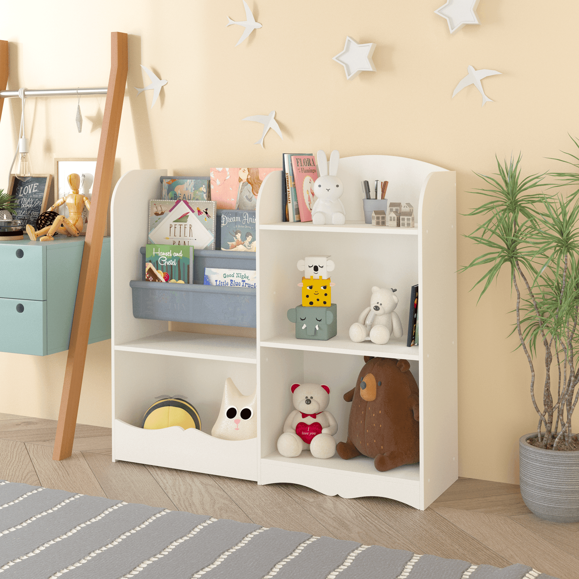 Atumcto Multi-Functional Kids Bookshelf and Toy Organizer: 3-Tier ...