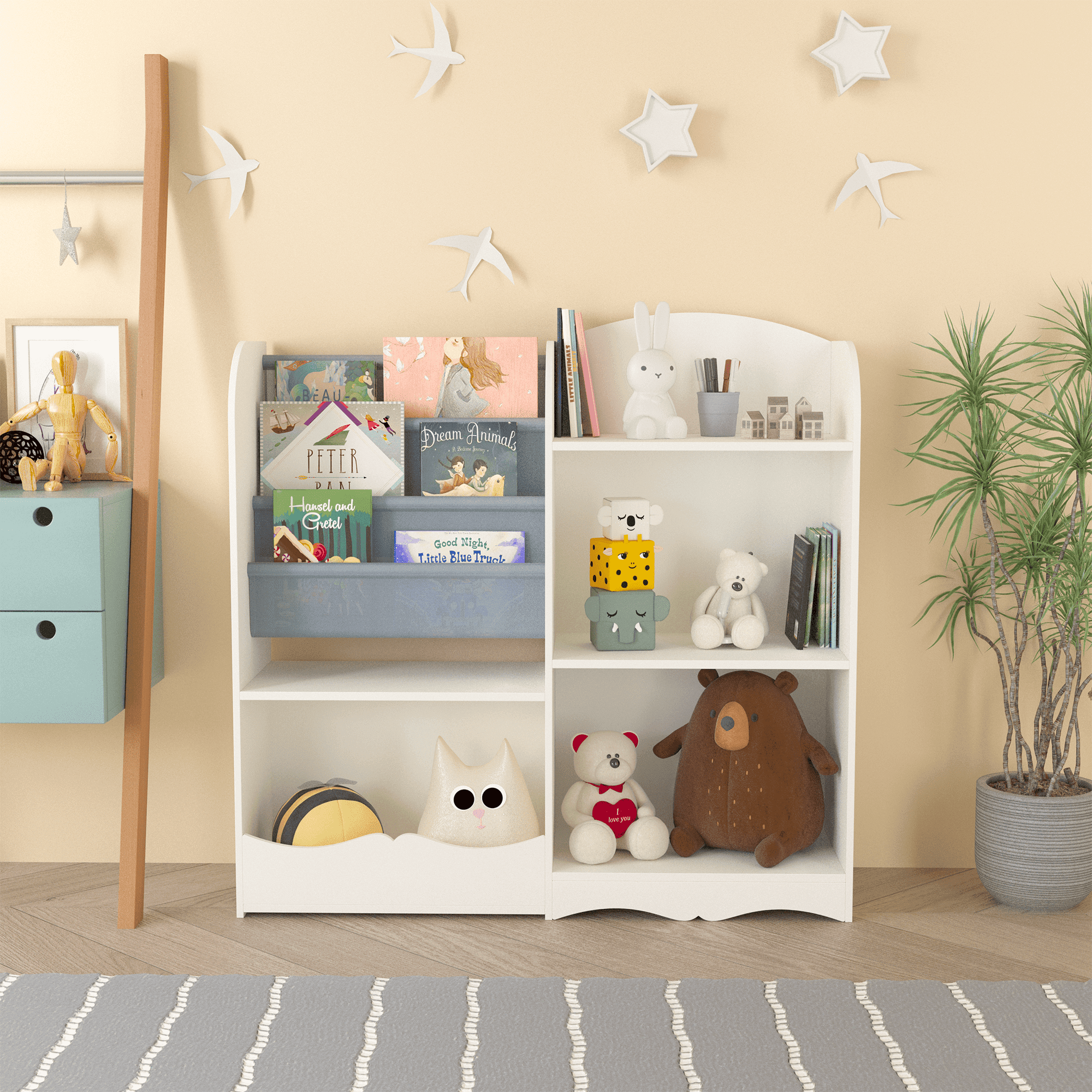 Atumcto Multi-Functional Kids Bookshelf and Toy Organizer: 3-Tier ...
