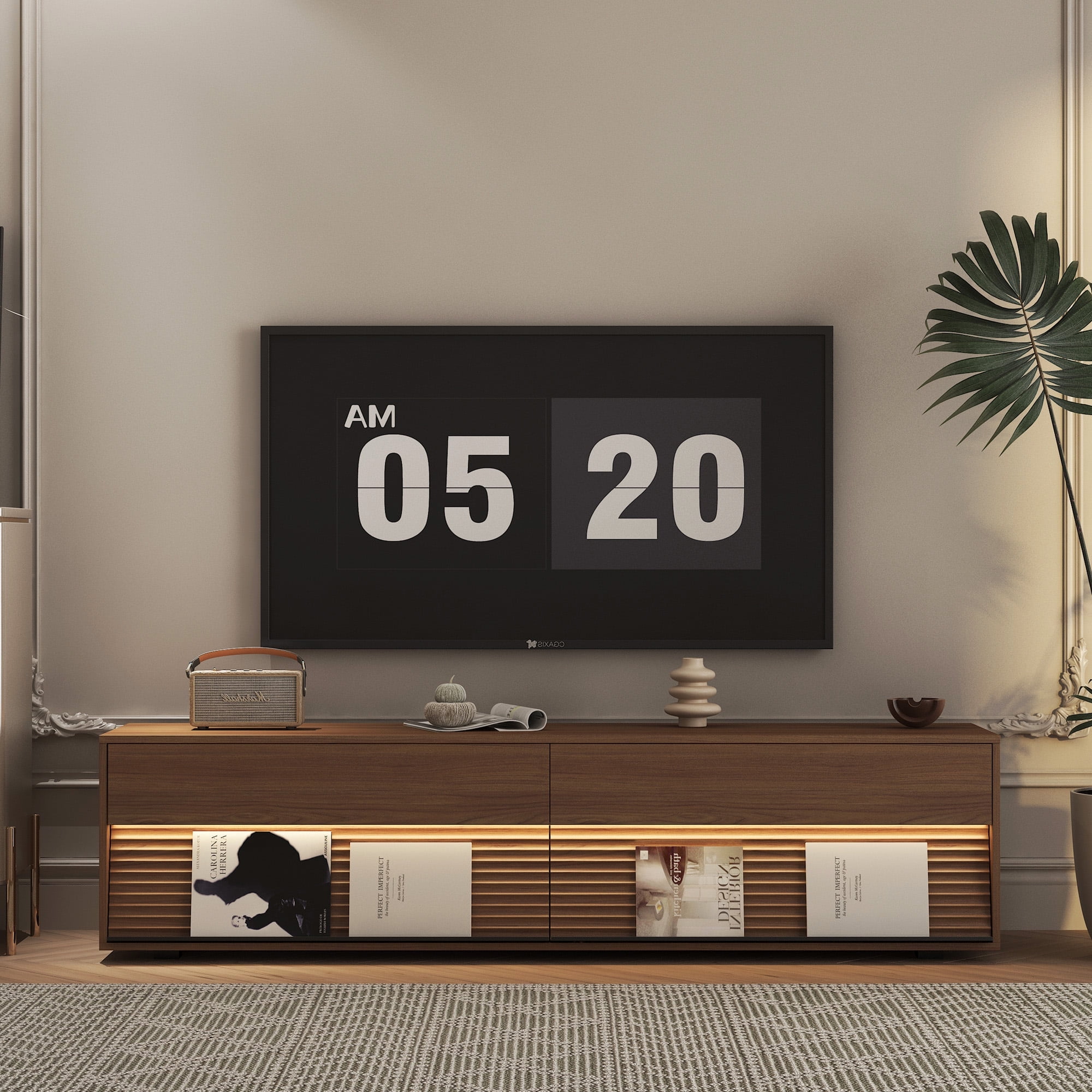 Atumcto Modern Simple TV Stands with 16 Color LEDs, 1 Pack, for 55 60 ...