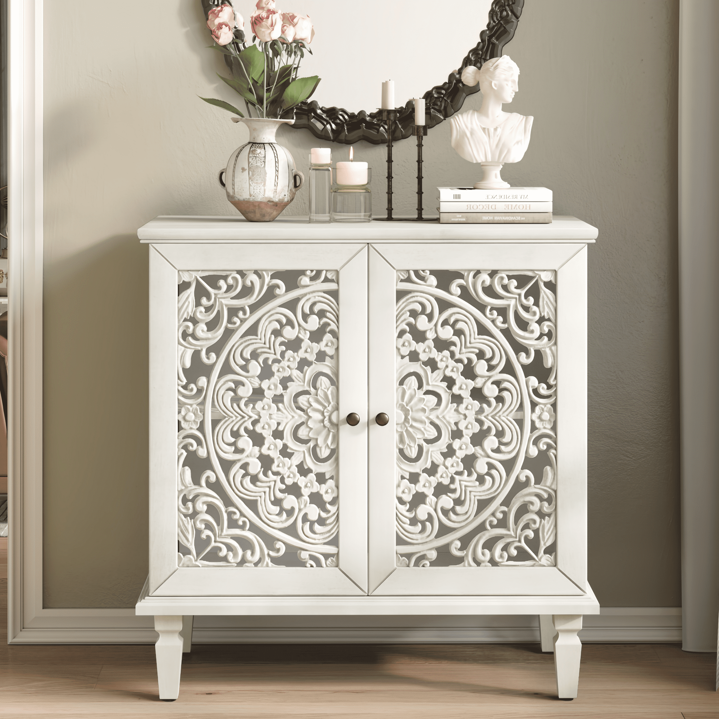Atumcto Vintage Accent Sideboard Storage Cabinet, 2-Door Display ...