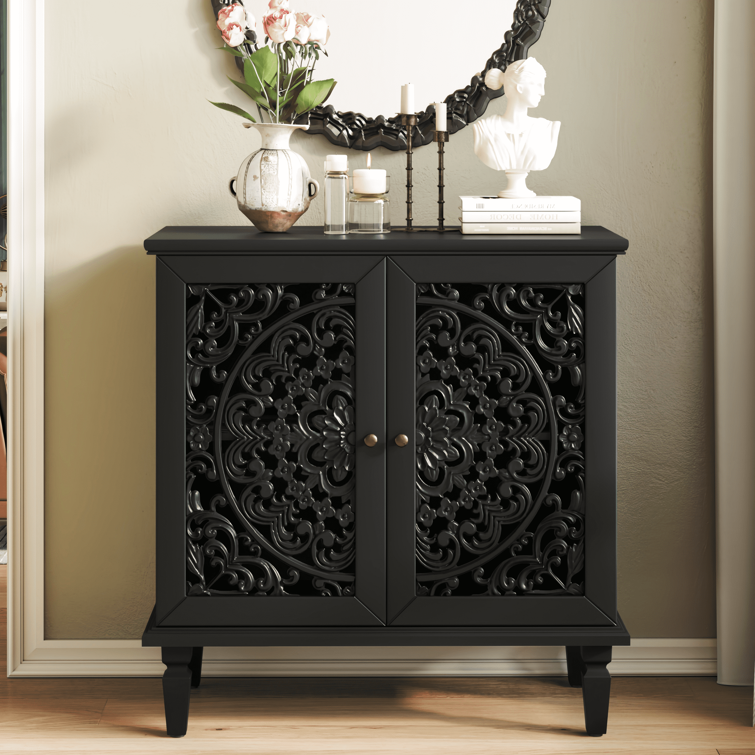 Atumcto Vintage Accent Sideboard Storage Cabinet, 2-Door Display ...