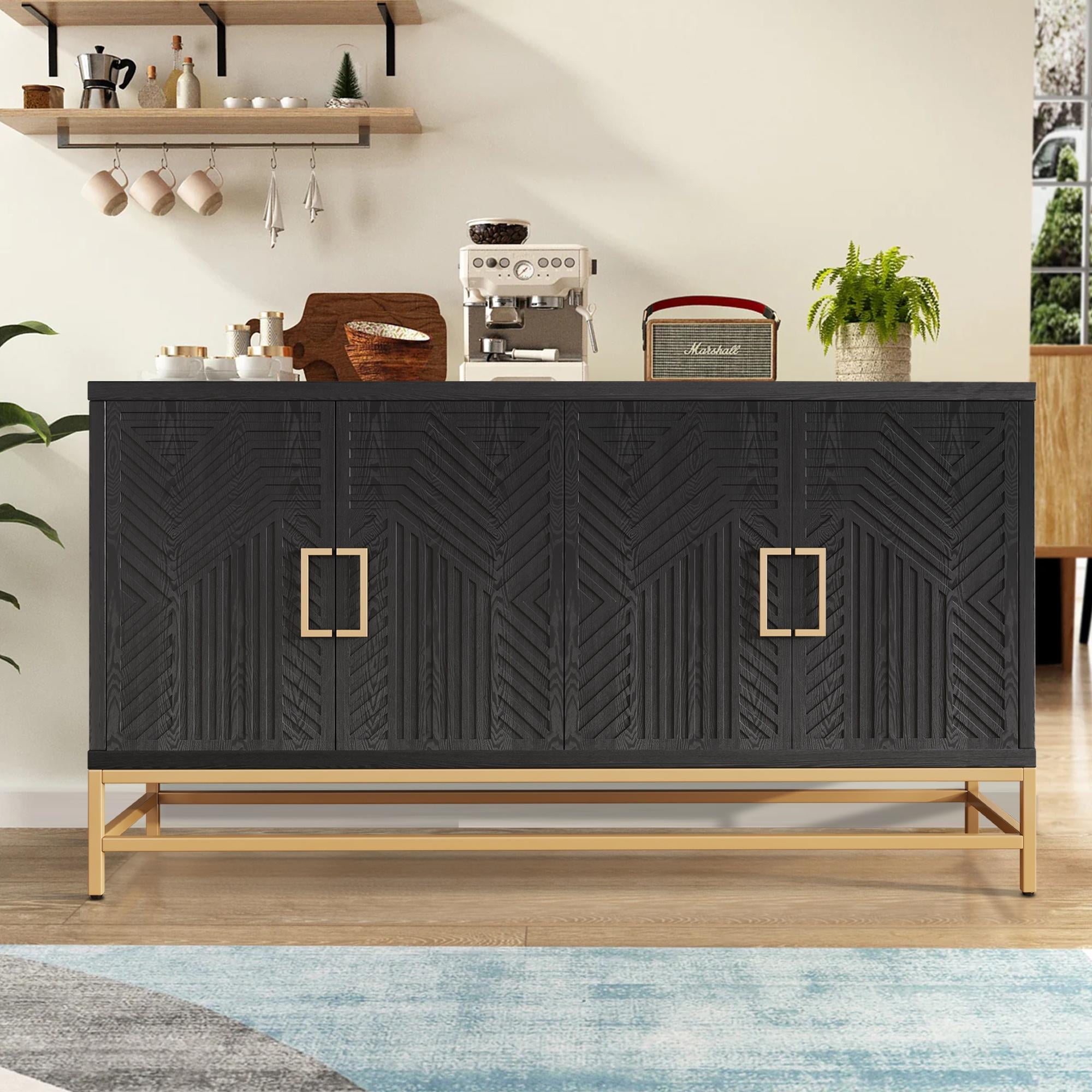 Atumon 4-Door Accent Cabinet with Metal Legs, Retro Storage Cabinet ...