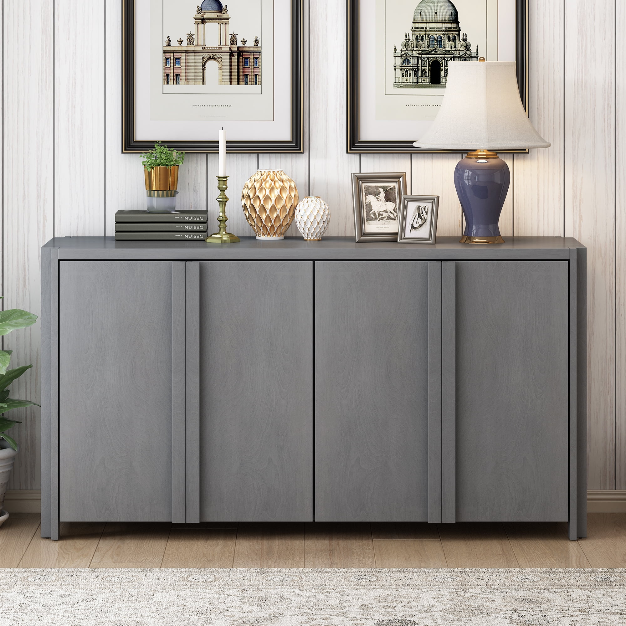 Atumon Buffet Cabinet with 4 Doors, Accent Cabinet, Farmhouse Buffet ...