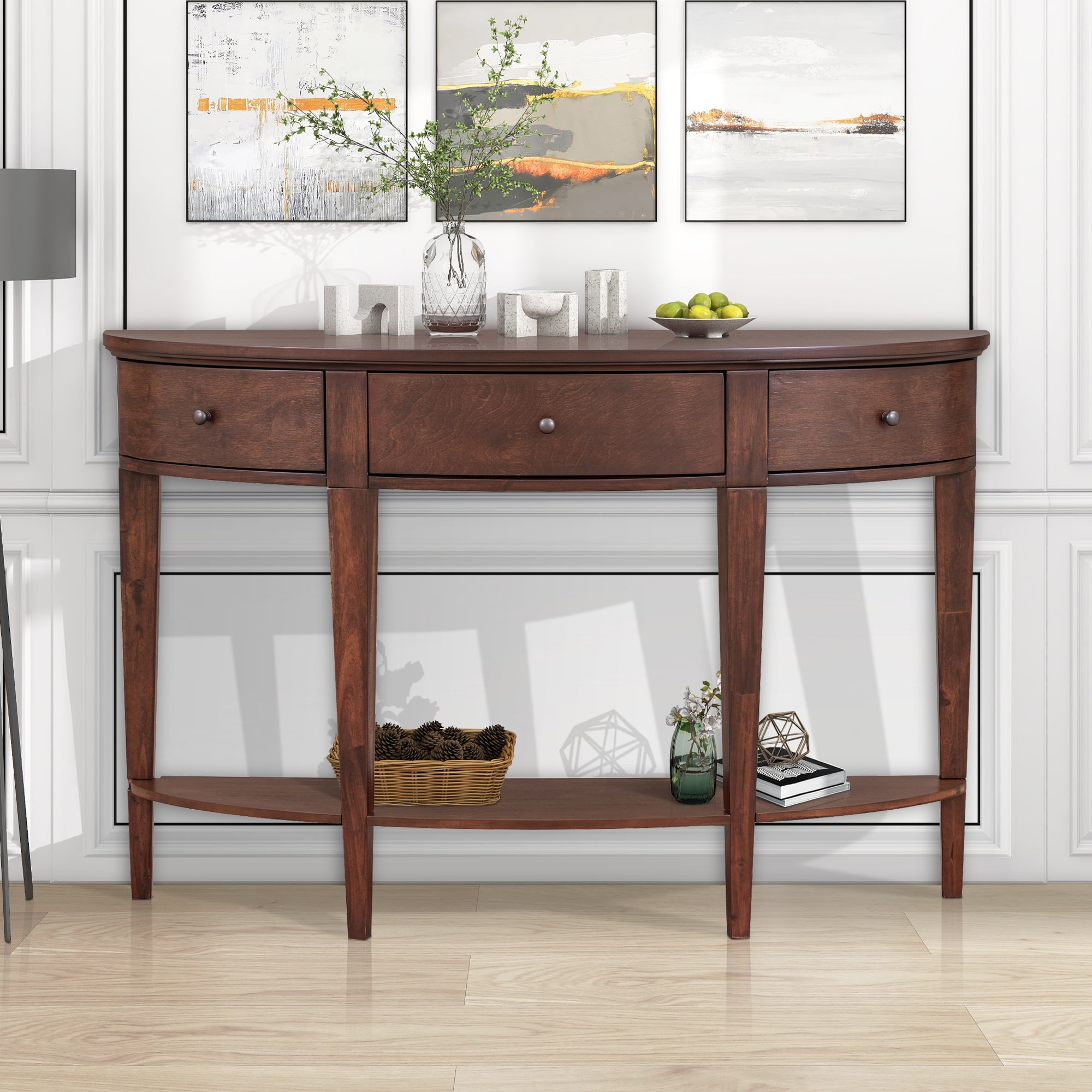Atumon Curved Console Table, Sofa Side Table, Storage Console Table ...
