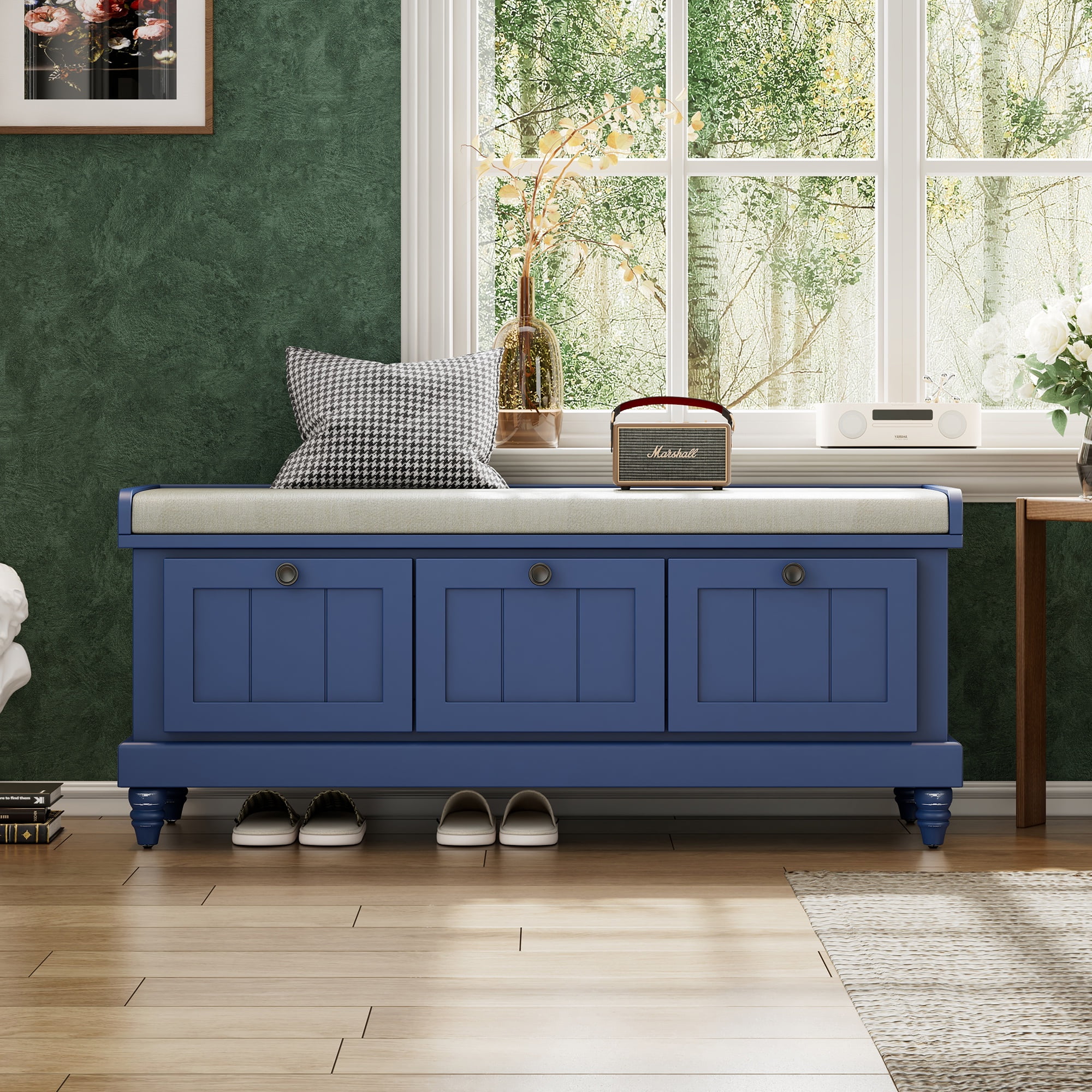 Atumon Entryway Bench, Storage Bench with 3 Drawers, Modern Shoe Bench ...