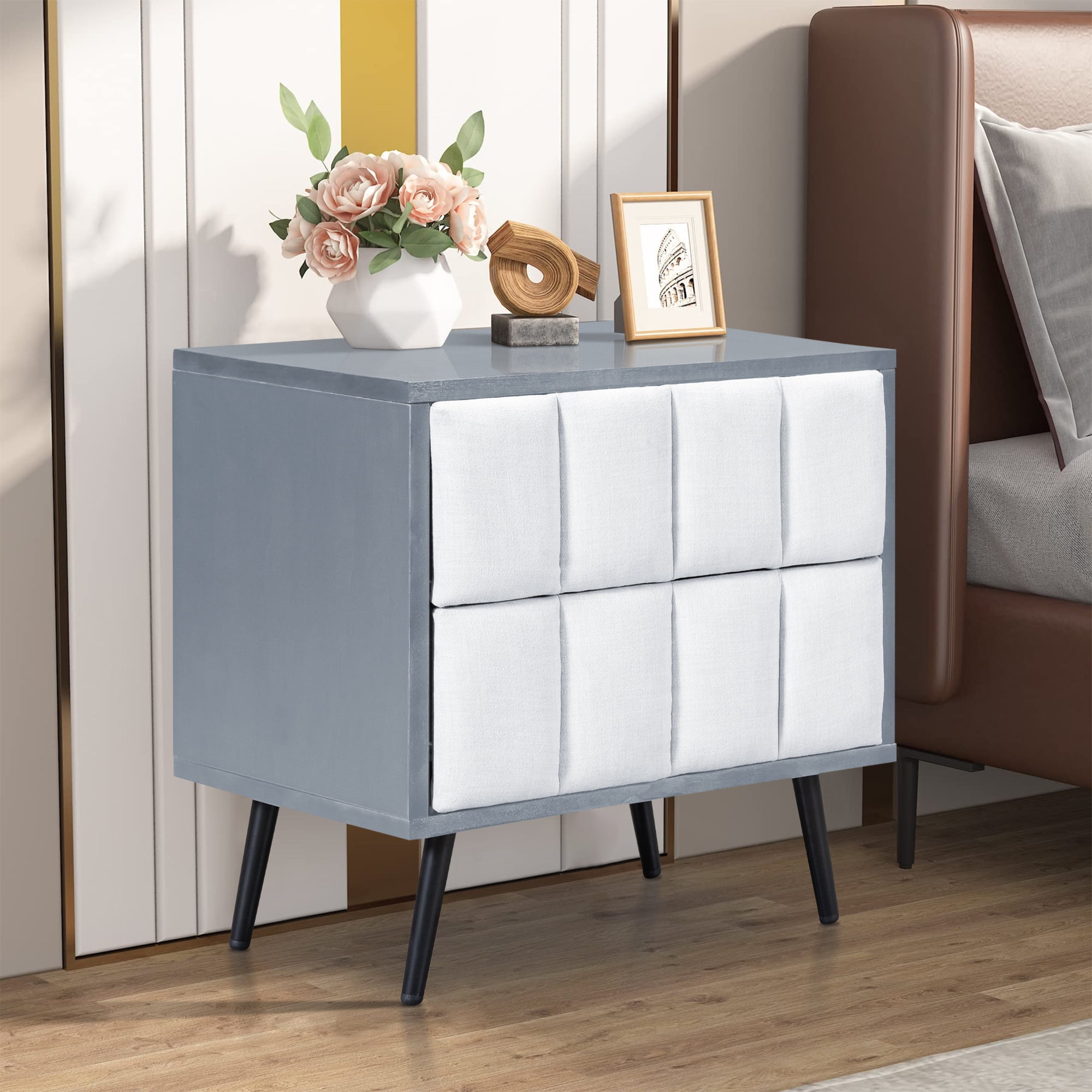 Atumon Nightstand with 2 Drawers, Wooden Bedside Table, Modern Bedroom ...
