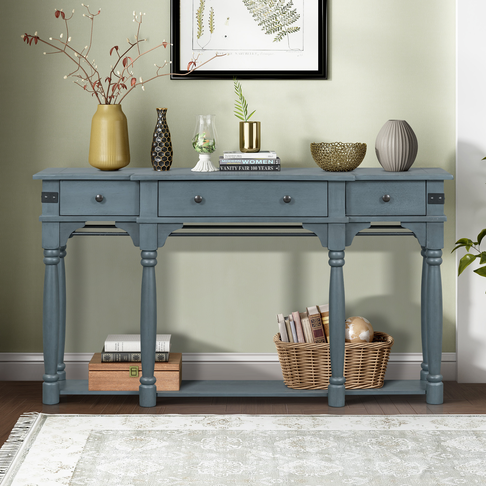 Atumon Storage Console Table, Sofa Side Table, Retro Console Table with ...