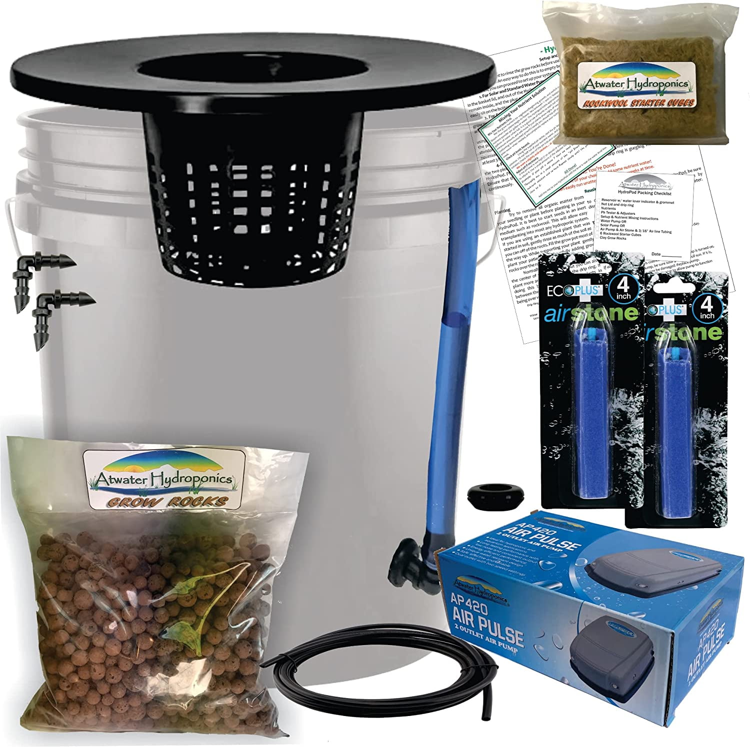 The Atwater HydroPod - DIY Add Your Own Bucket KIT - DWC Deep Water Culture Hydroponic Garden ...