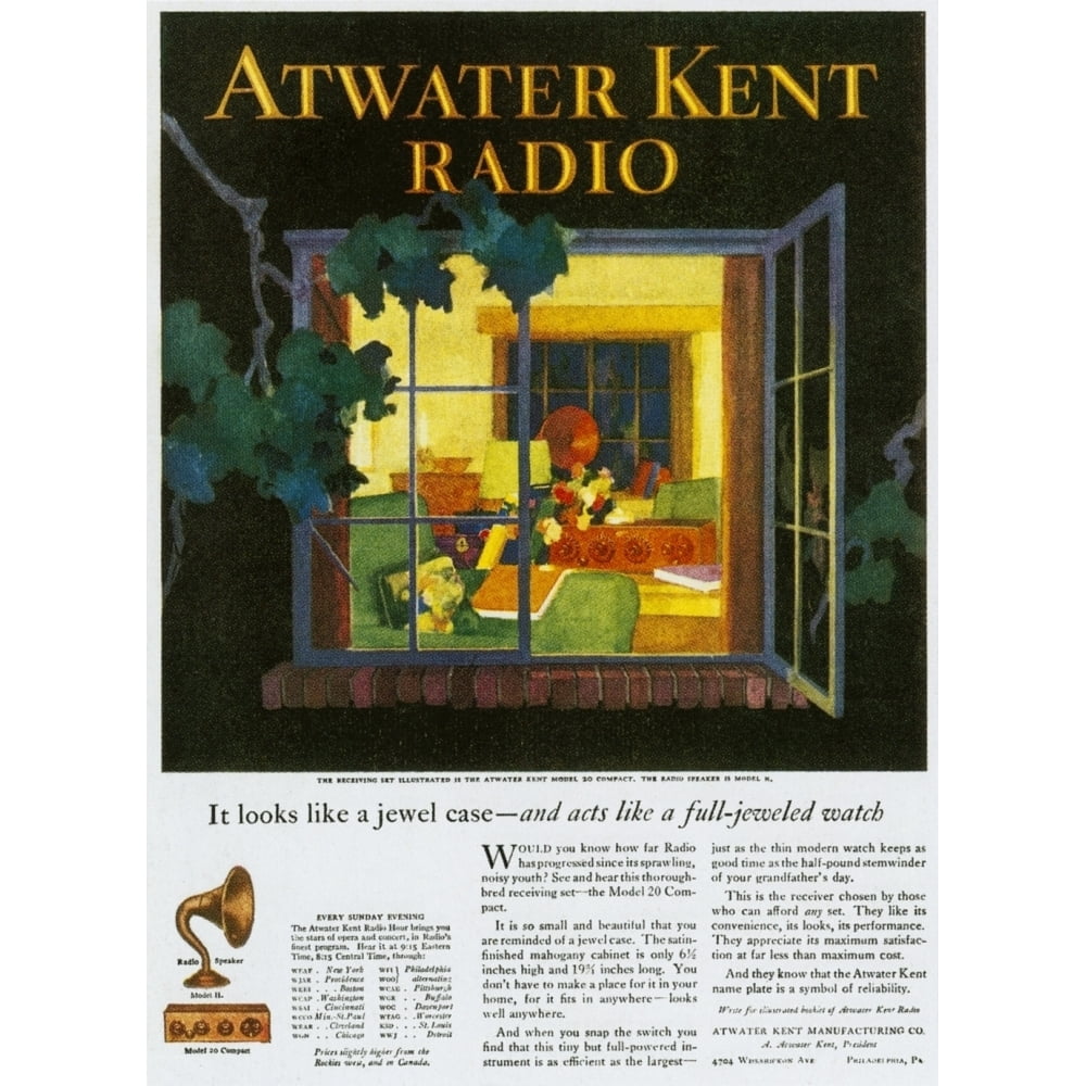 Atwater Kent Radio Ad 1926. Namerican Magazine Advertisement For The ...