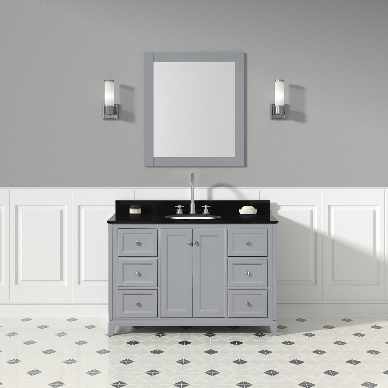Atwell 48 Inch Modern Console Vanity with Oval Undermount Sink - Gray ...