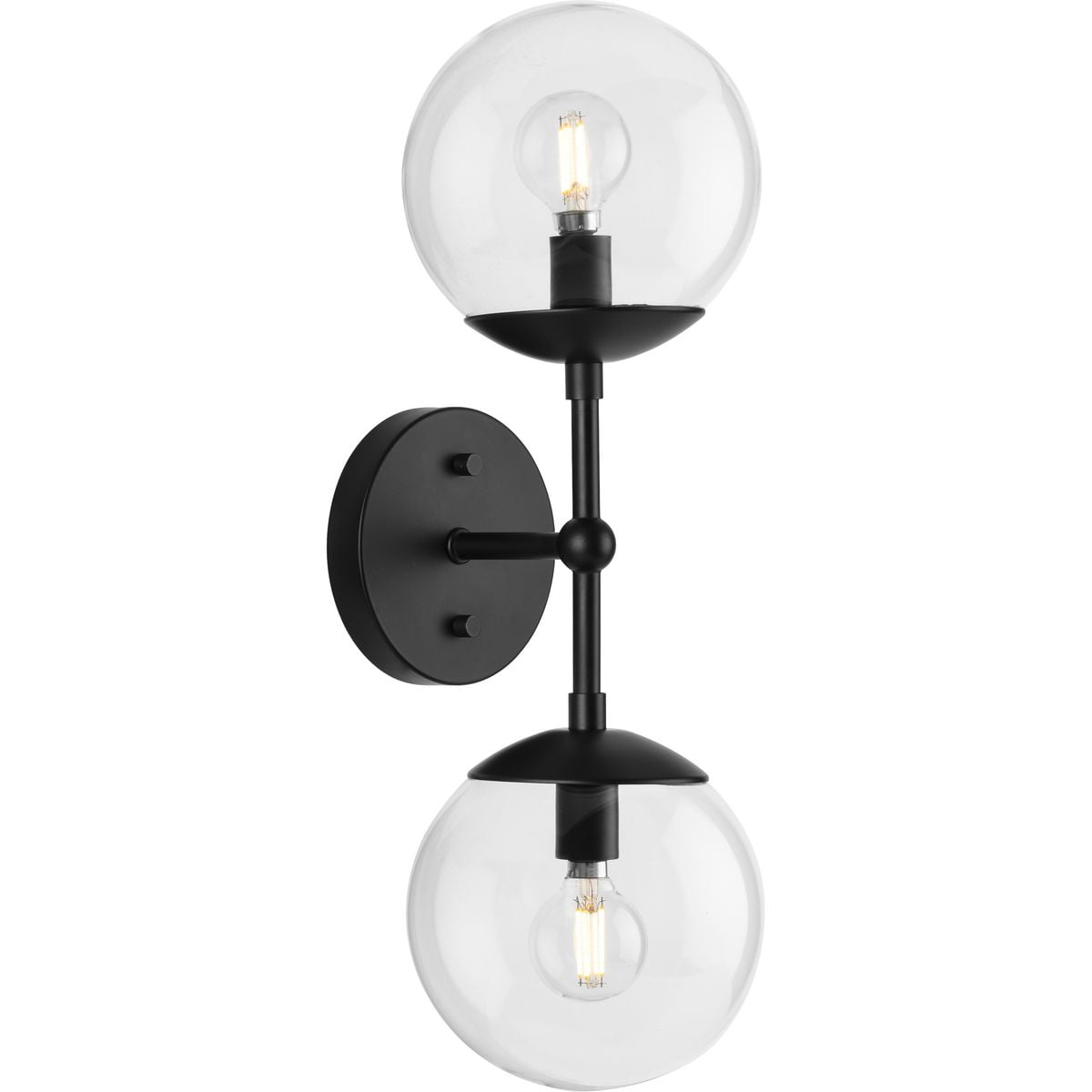 Atwell Collection Two-Light Matte Black Mid-Century Modern Wall Sconce ...
