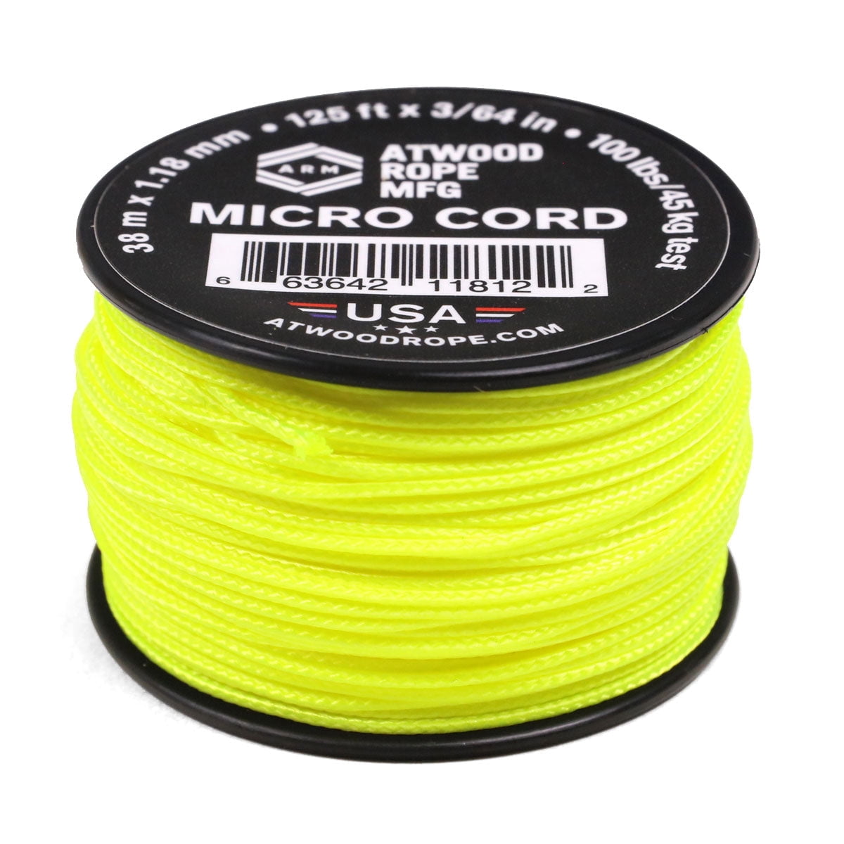 Atwood Rope MFG 1.18mm Micro Cord - Neon Yellow - 125ft - Walmart.com