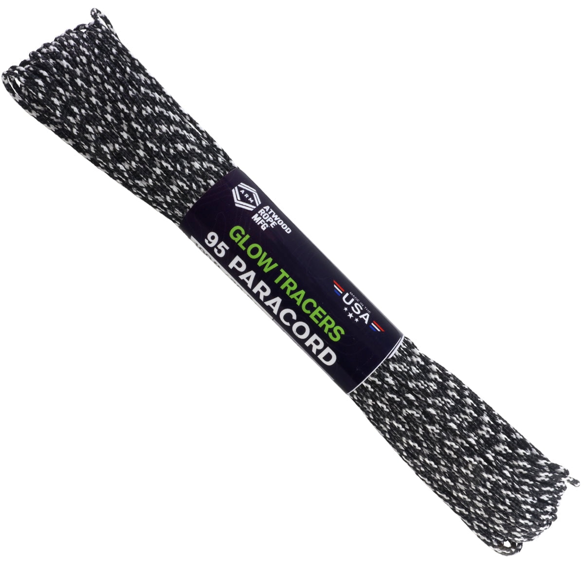 Atwood Rope MFG 95 Paracord - Black w/ Glow Tracer - 100ft - Walmart.com