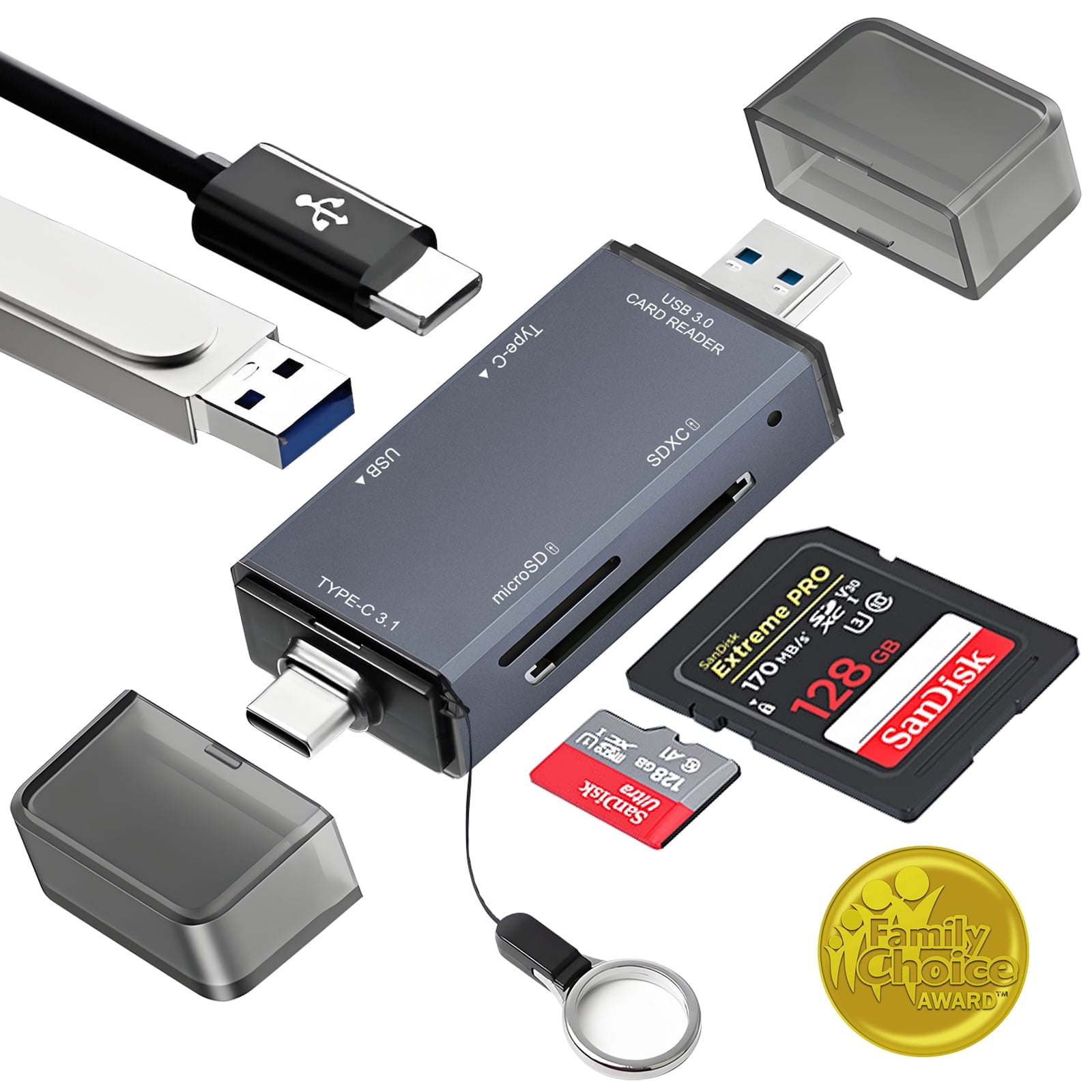 atzeste 4-in-1 SD Card Reader, USB C and USB 3.0, Micro Memory Card ...